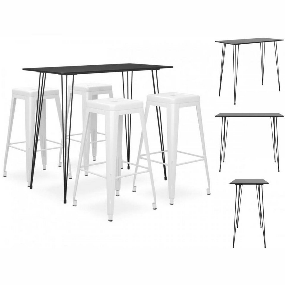Vidaxl Sitzgruppe 5 Tlg Bar Set Schwarz Und Weiß Hochstühle Bartisch