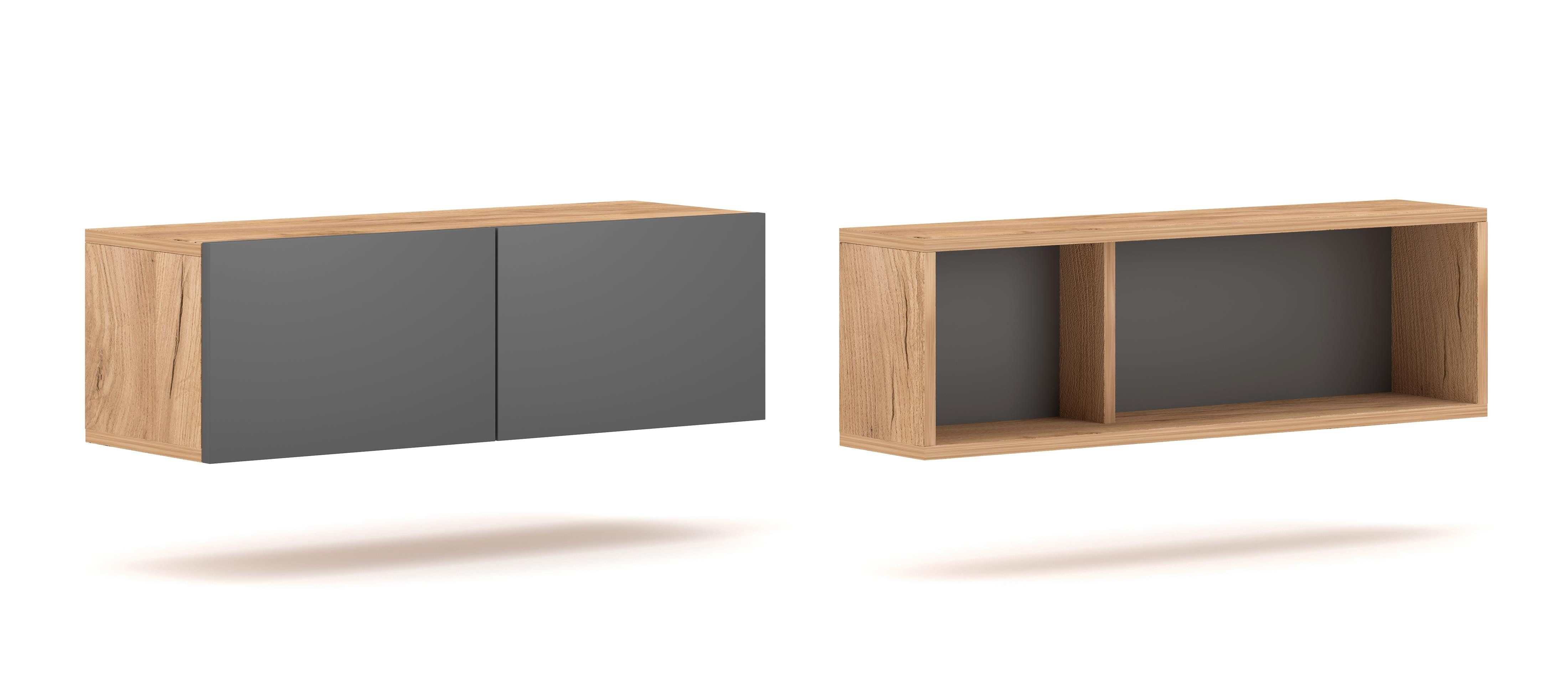 Domando Wandregal Hängeschrank Set 2 Legnano In Eiche Gold Und Graphit