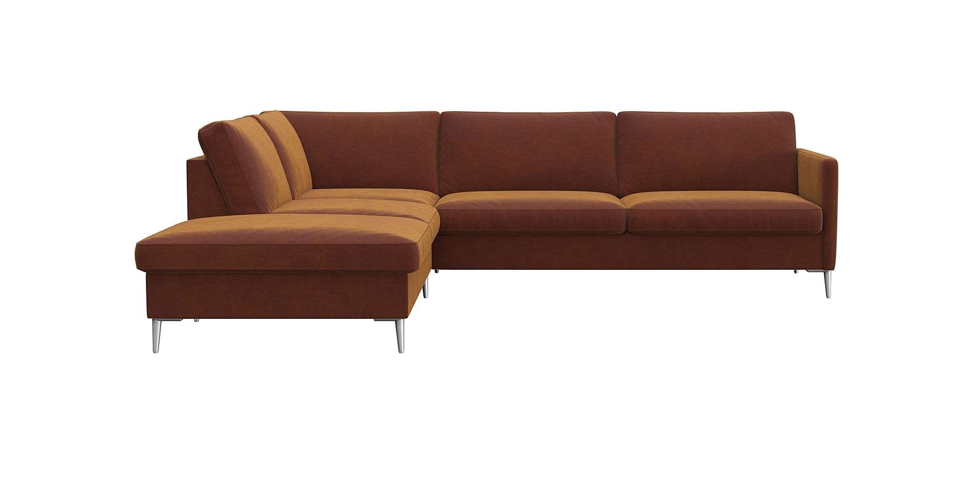 Flexlux Ecksofa Fiore L Form Schmale Armlehnen Kaltschaum Füße Alu