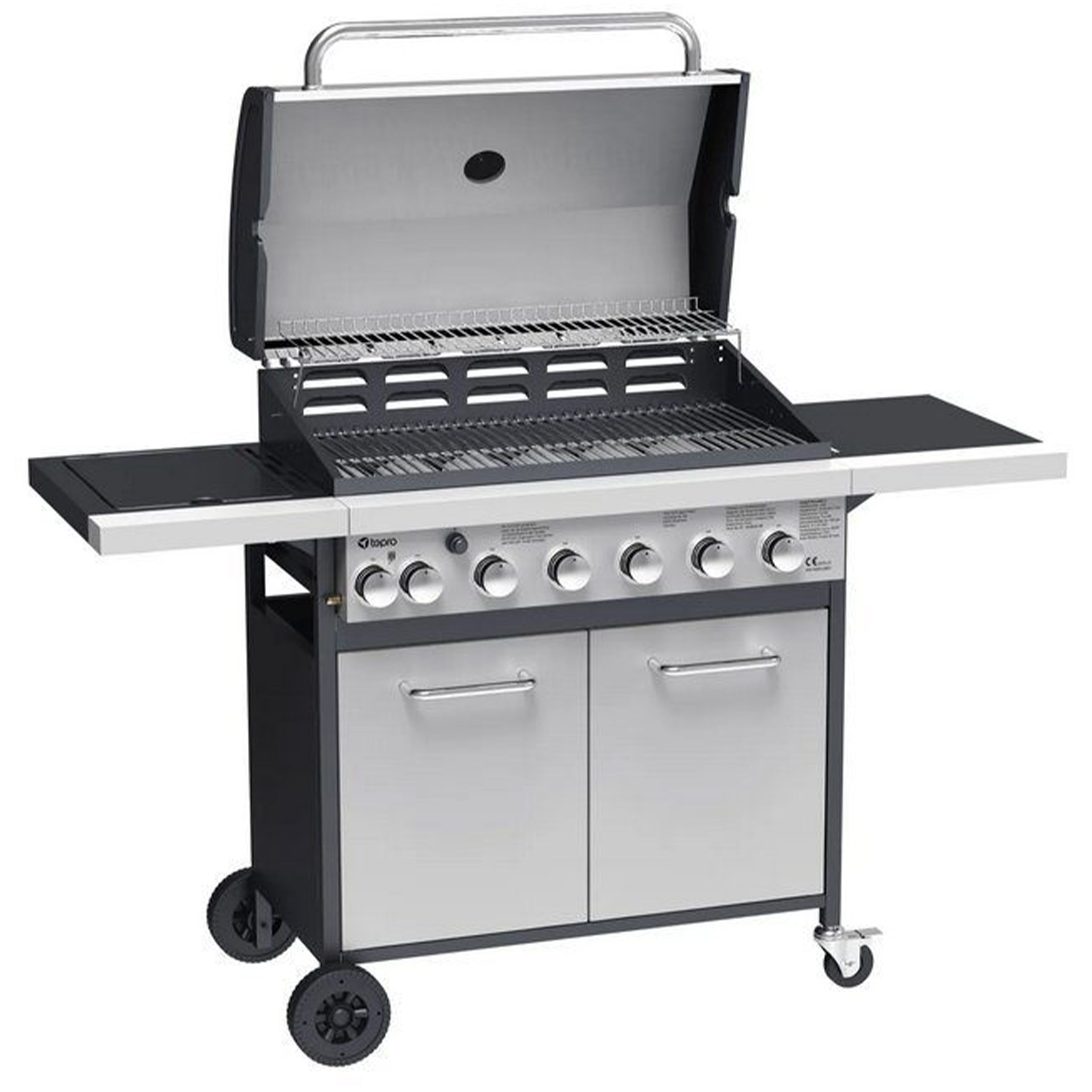 Tepro Gasgrill Edelstahl Grill "Rosedale" 6 + 1-Brenner mit Seitenkocher