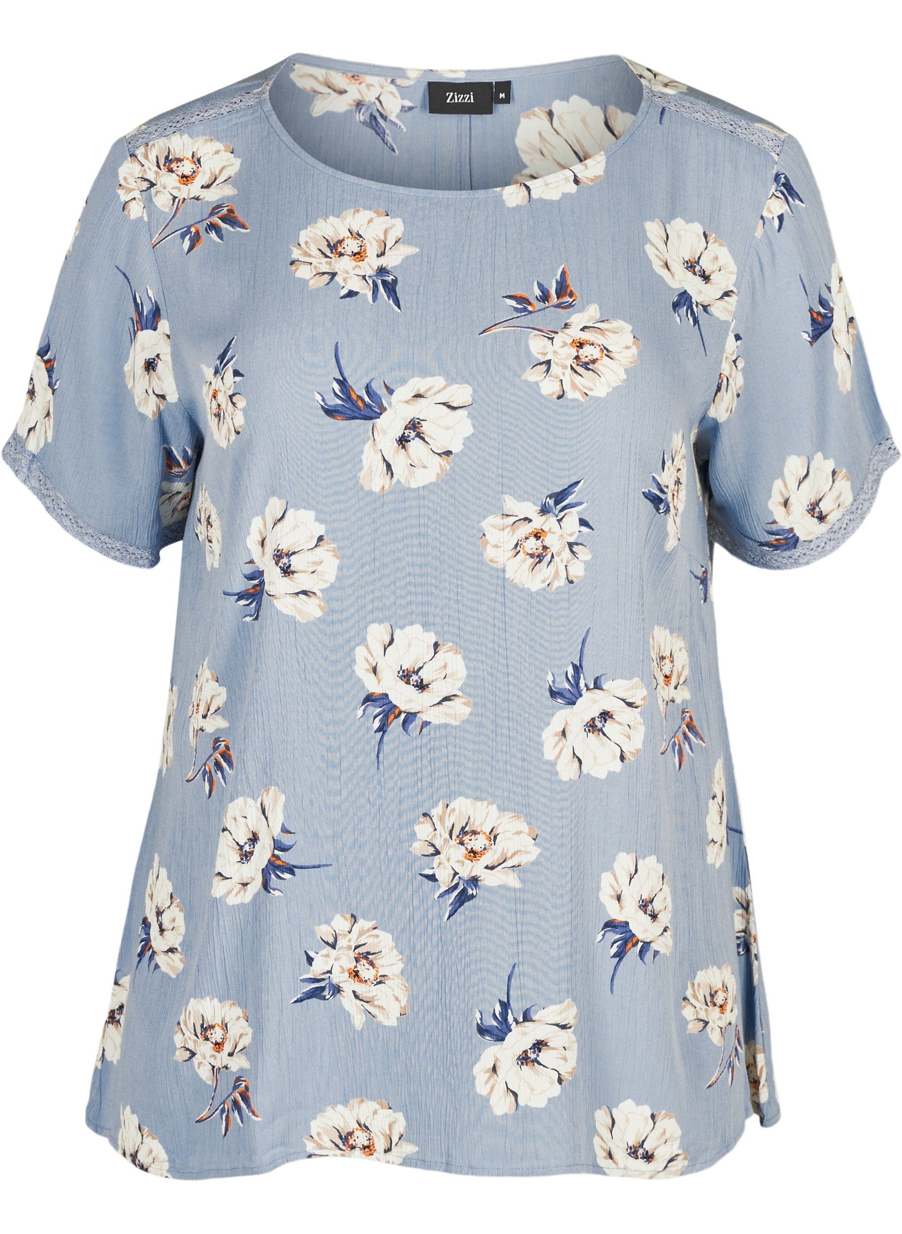 Zizzi Kurzarmbluse Große Größen Damen Bluse Mit Blumenprint Und Kurzen