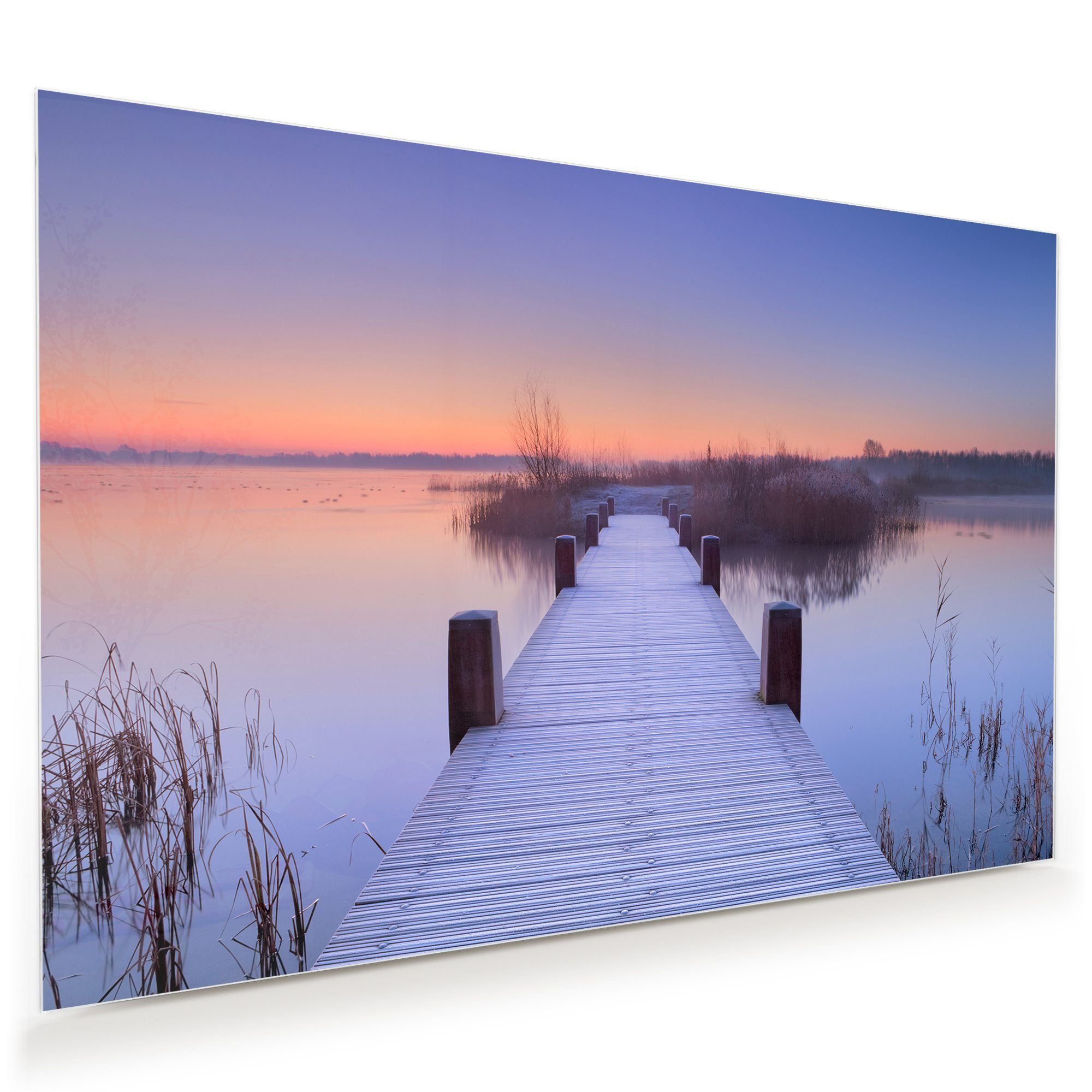 ᐅ Primedeco Glasbild Wandbild Sonnenaufgang an Promenade mit Aufhängung, Natur | OTTO