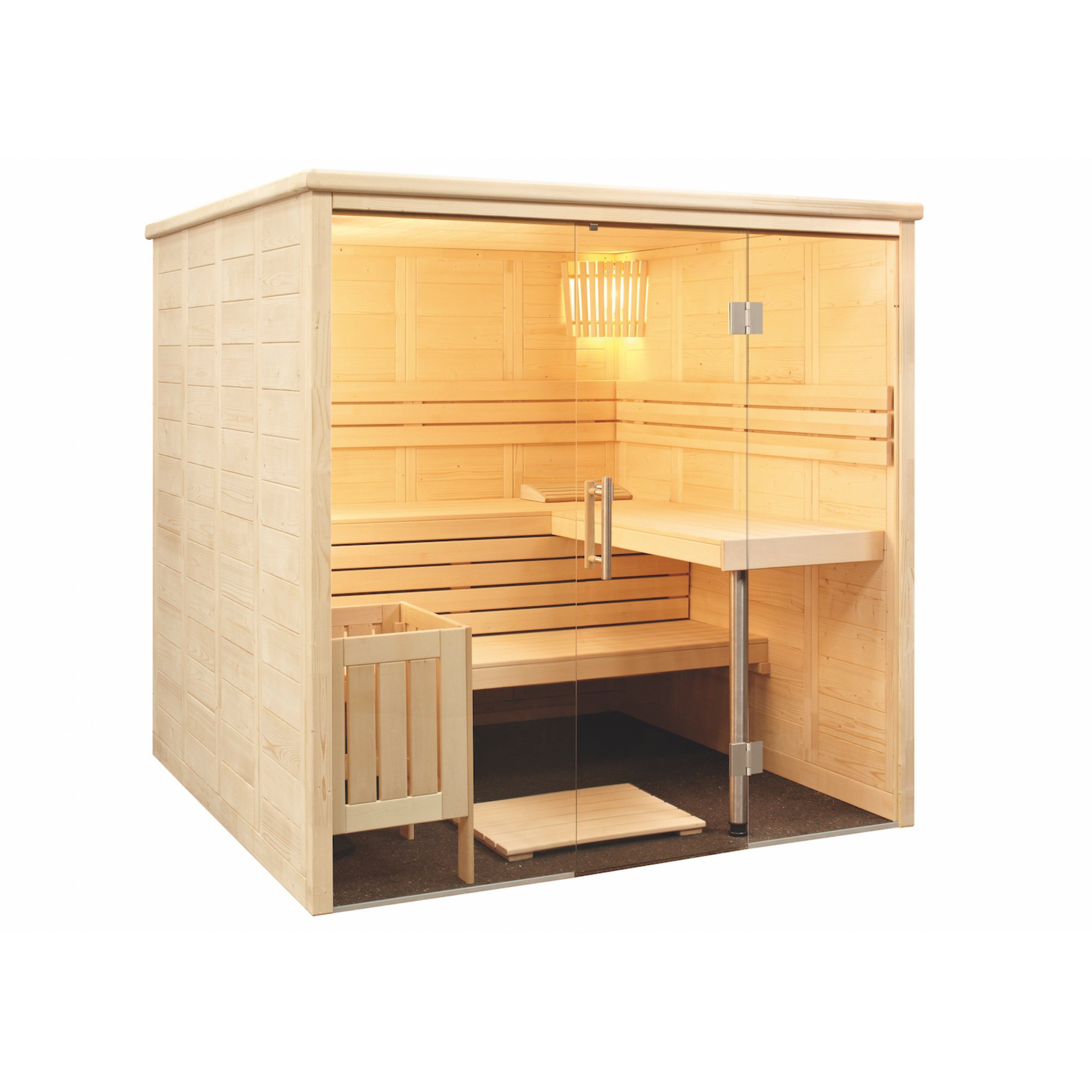 Sentiotec Sauna Sentiotec Alaska View Massivsauna aus Fichte Saunakabine ca.