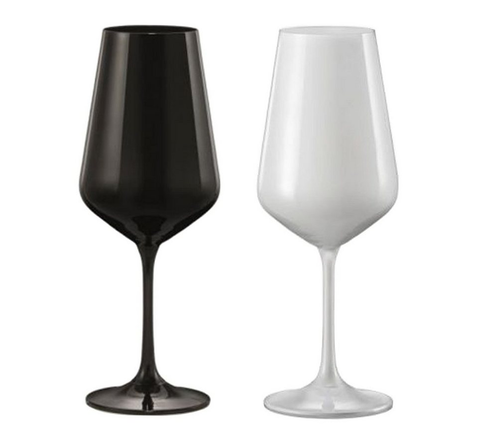 Crystalex Rotweinglas Black And White 450 Ml 2er Set Kristallglas Zwei
