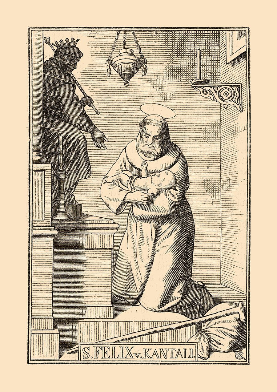 Kunstdruck Der heilige Felix von Kantall Cantalice Holzstich Sankt A4 1039, (1 St)