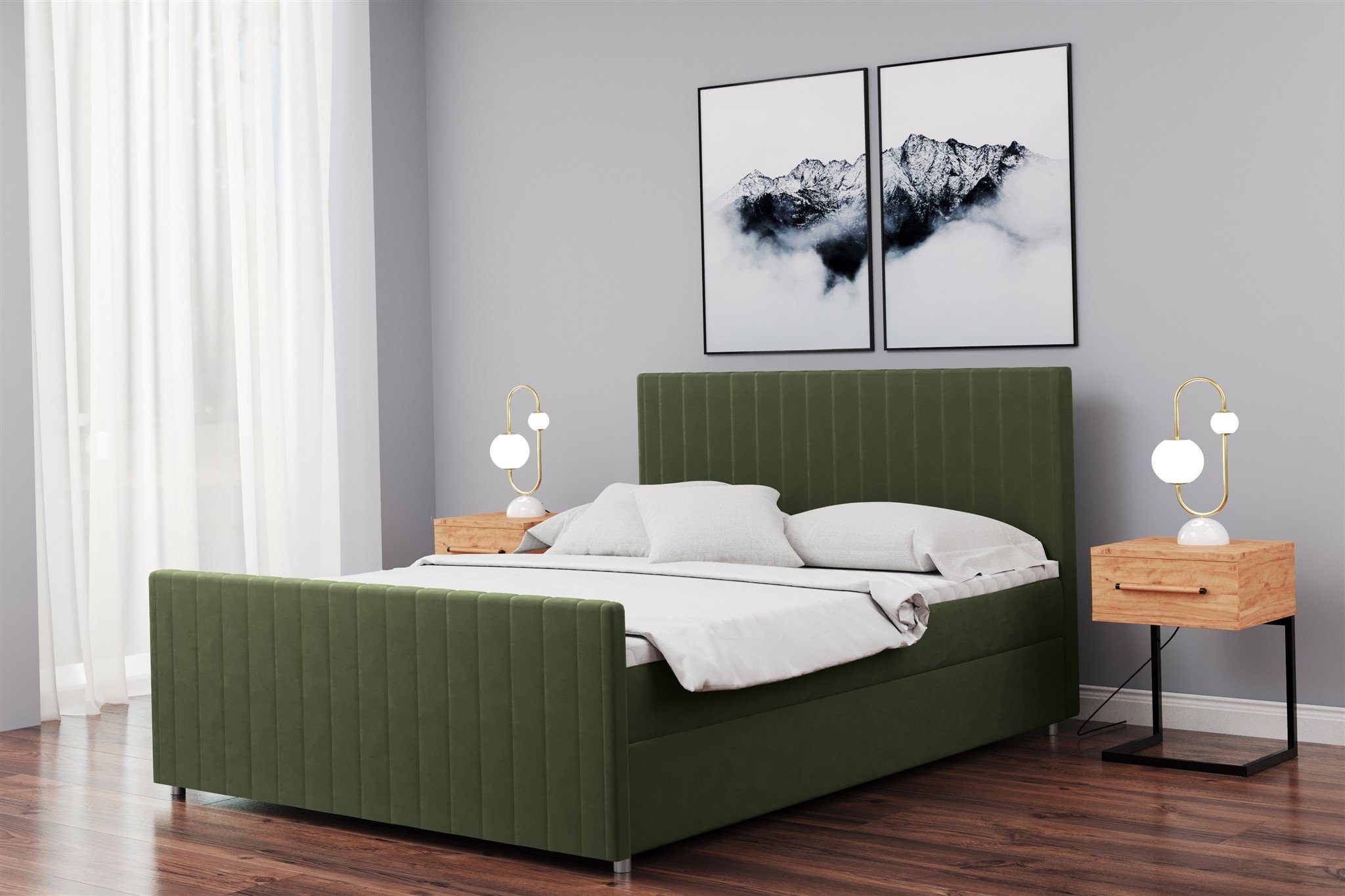 Fun Mobel Boxbett Schlafzimmerbett ROSALIE in Stoff Matt Velvet inkl. Topper und Bettkasten auch in Uberlange erhaltlich gepolstertes und