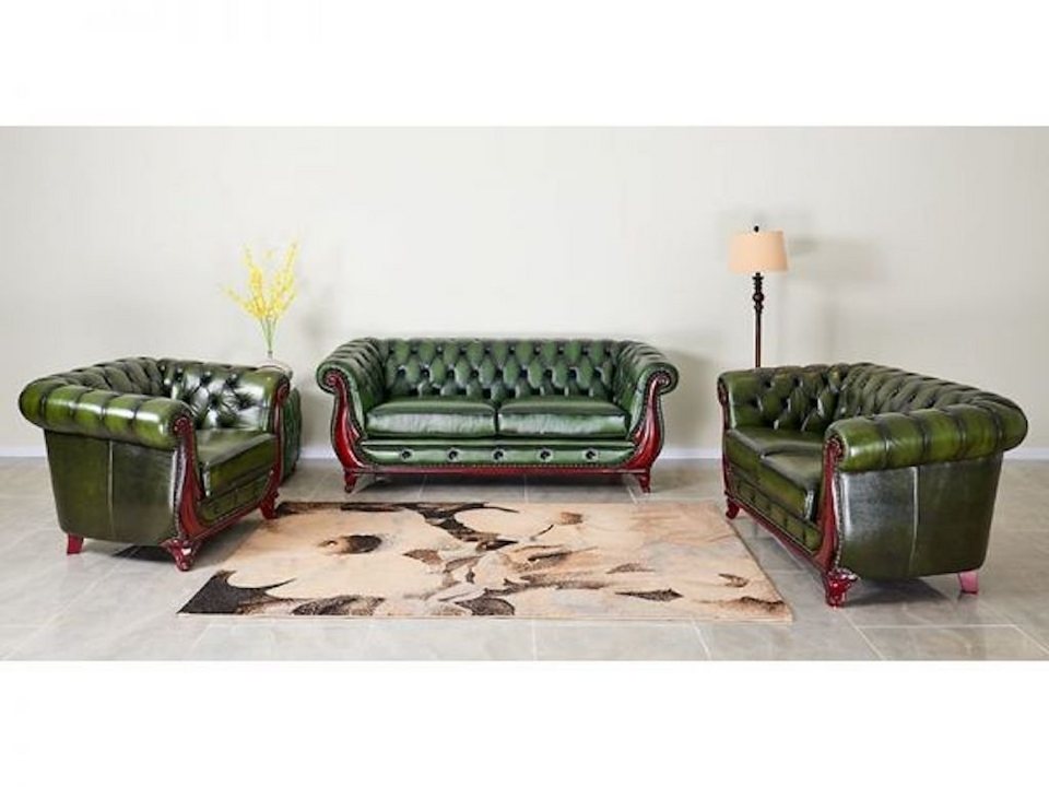 Salottini Polstergarnitur Chesterfield Manchester Sofagarnitur Leder 3