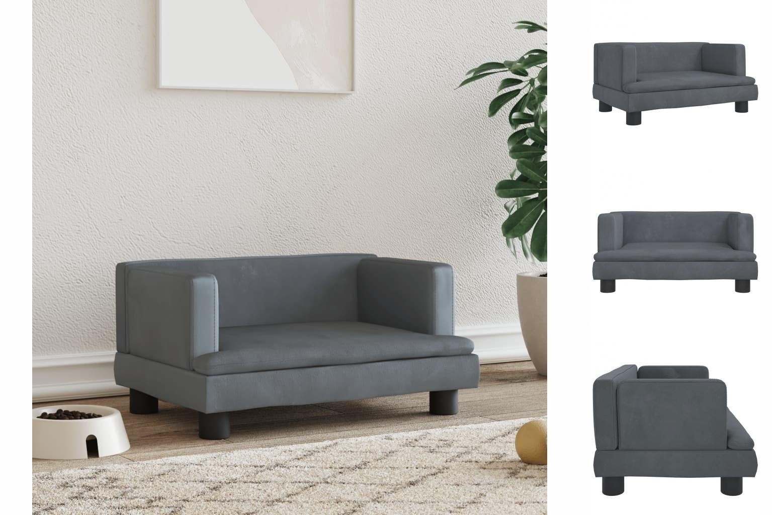 vidaXL Hundekorb Hundebett Dunkelgrau 60x40x30 cm Samt Körbchen Hundesofa, Weiche Polsterung und ...