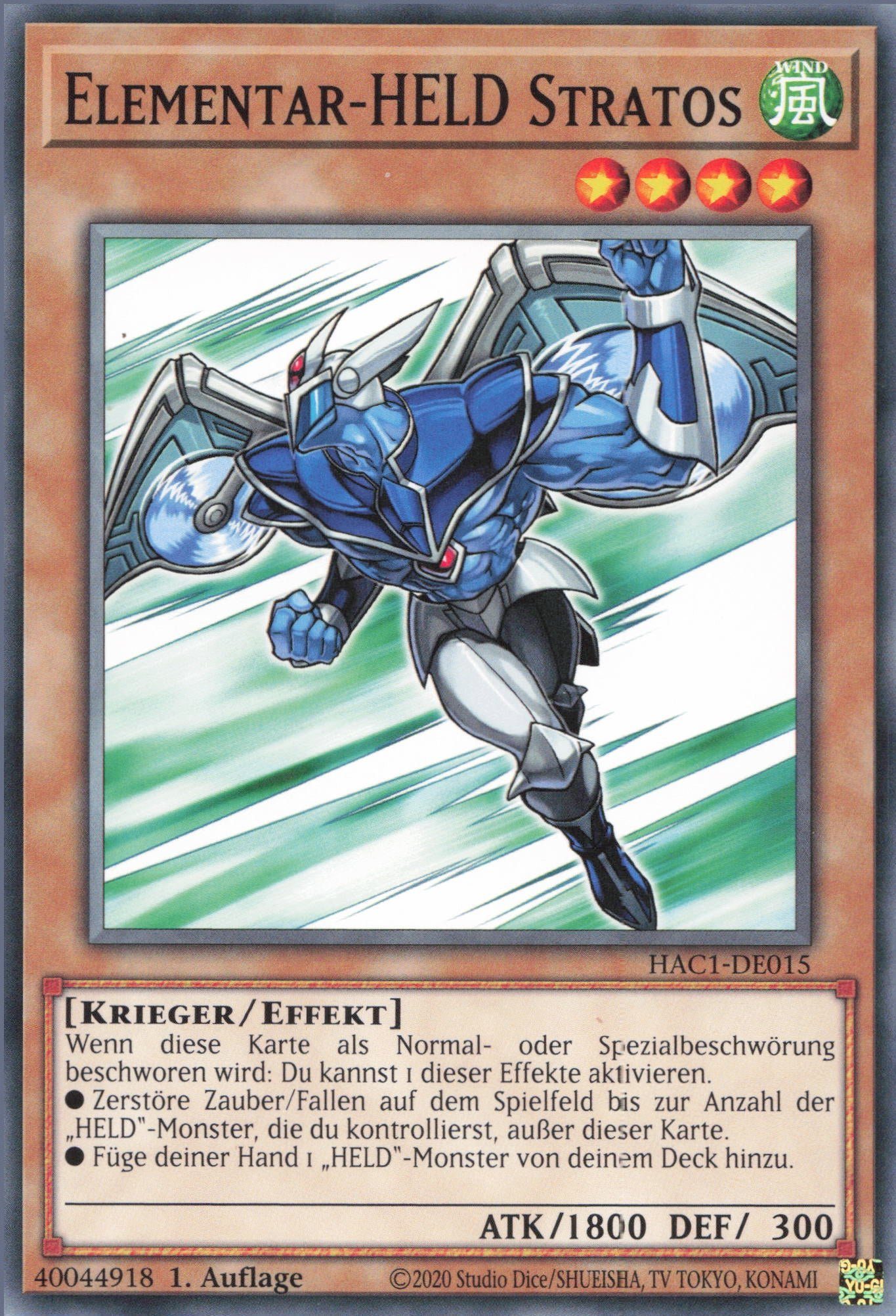 Recollectibles Sammelkarte Yugioh Karte Elementar Held Stratos V1