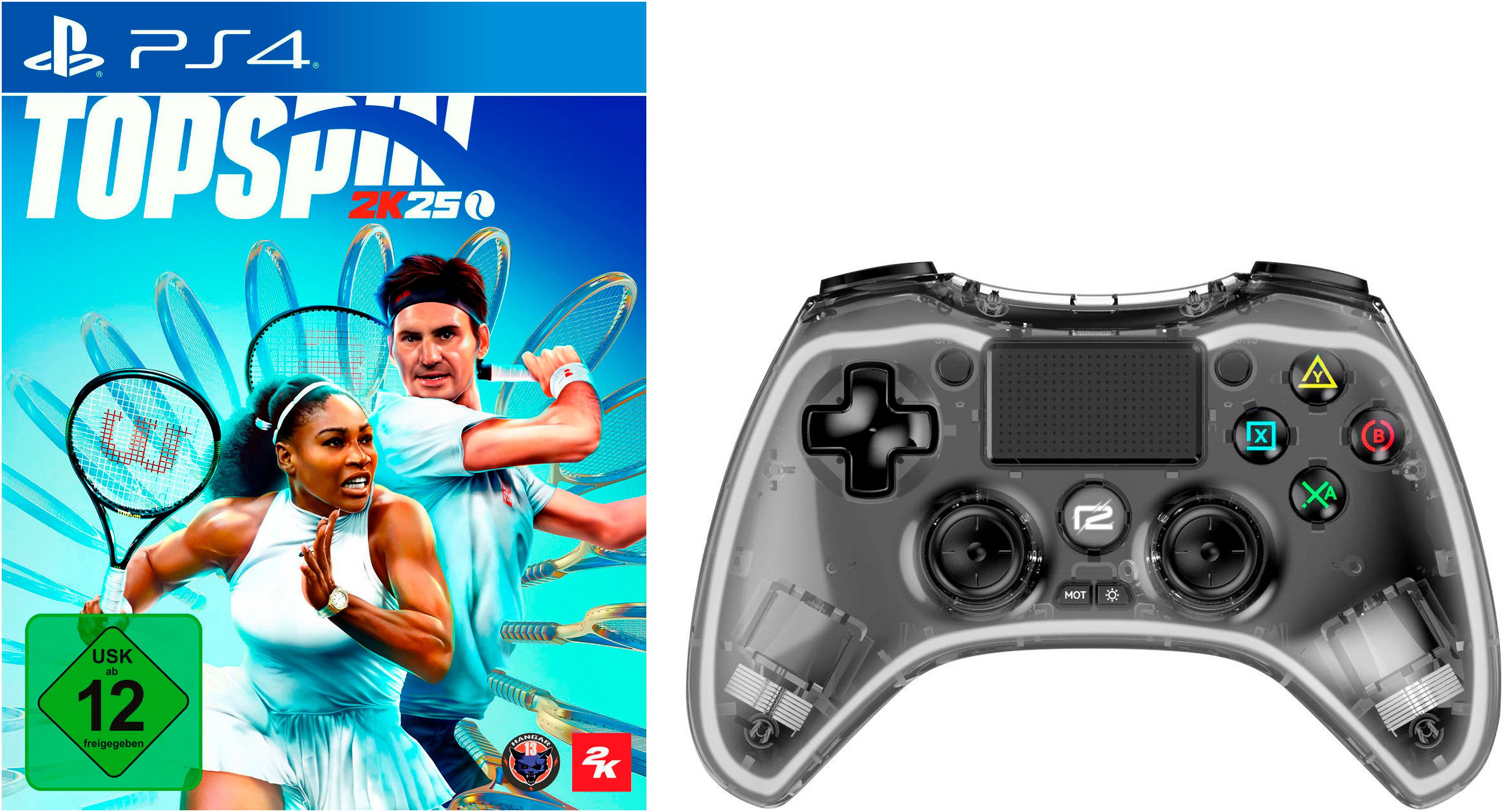 2K PS4 Top Spin 2K25 + PS4 Pro Pad X LED Controller, Gamepad