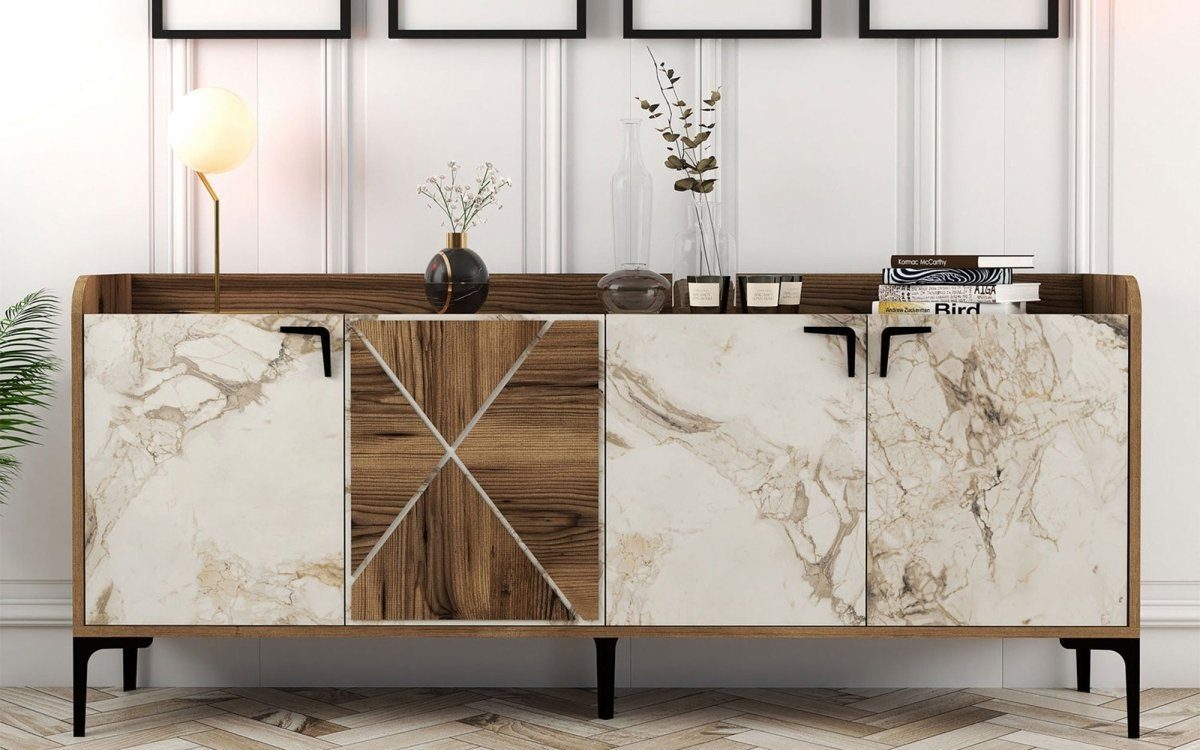 Luxusbetten24 Kommode Designer Kommode Venedik, Marmoroptik