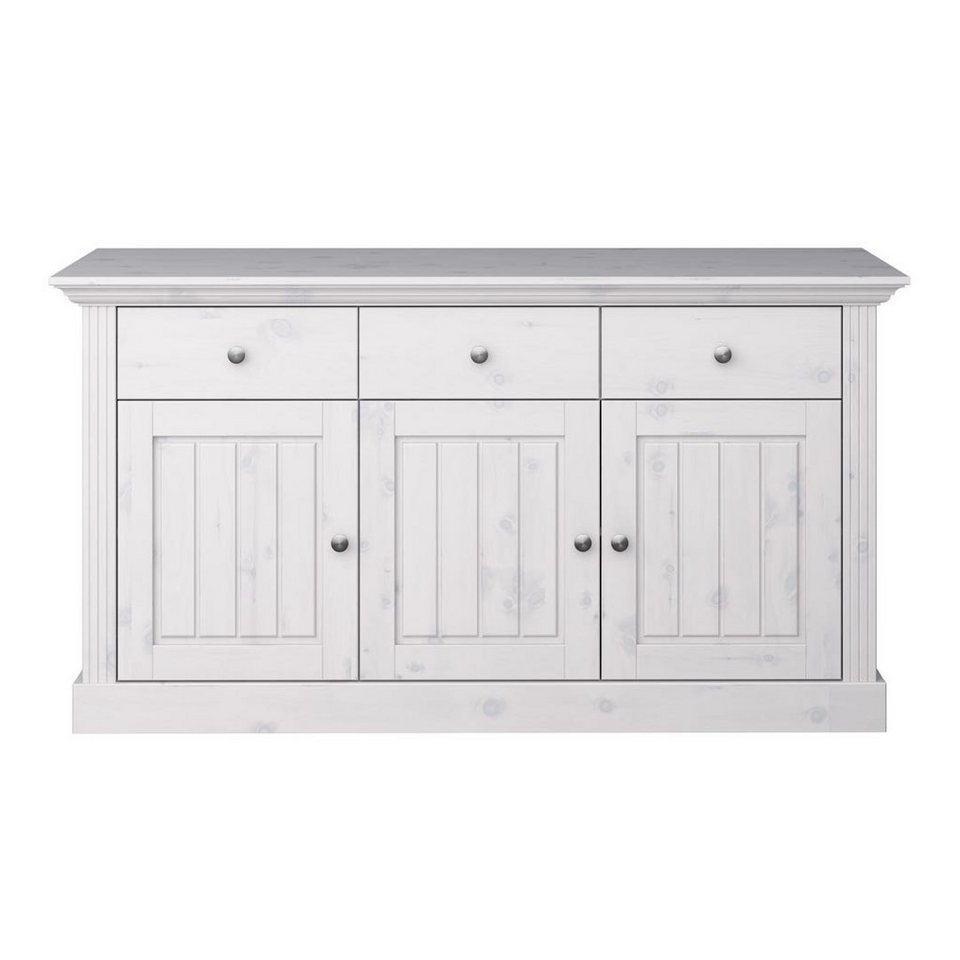 Ebuy24 Sideboard Alonso Sideboard 3 Türen 3 Schubladen White Wash