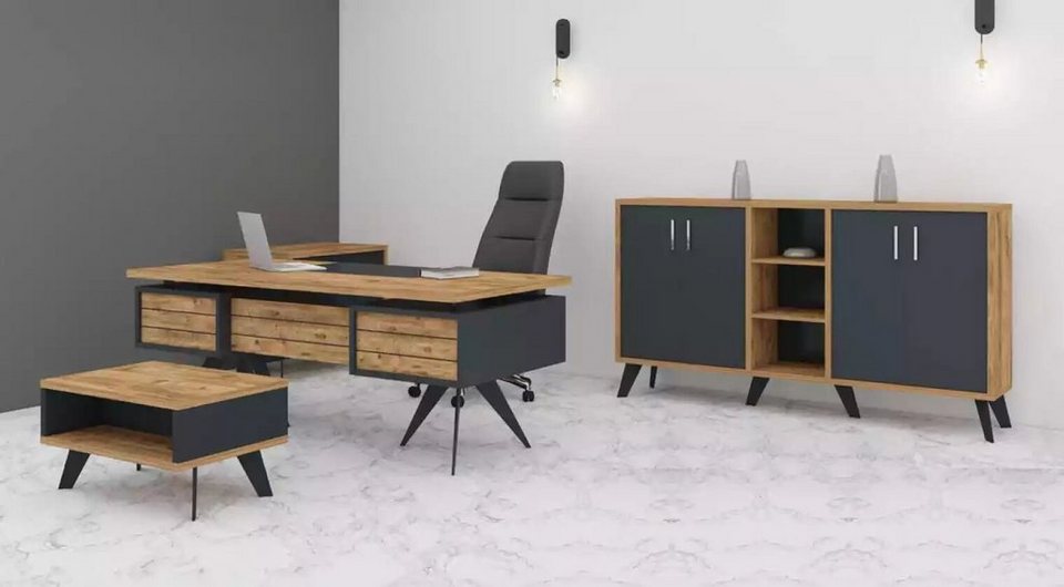 Jvmoebel Schreibtisch Großes Arbeitszimmer Set Büromöbel Schreibtisch