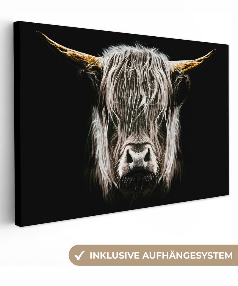 Onemillioncanvasses® Leinwandbild Schottischer Highlander Gold