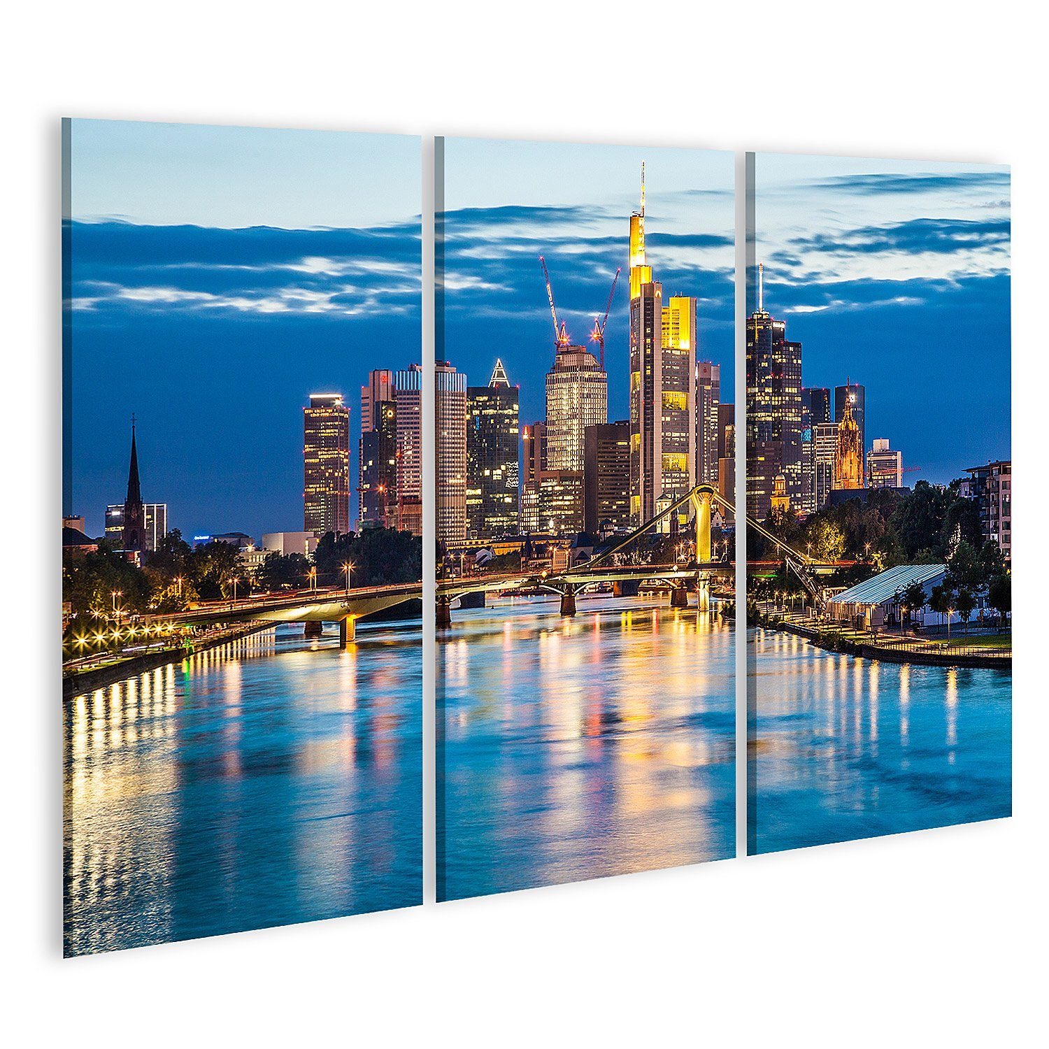 islandburner Leinwandbild »Bild auf Leinwand Schöne Aussicht Auf Frankfurt Am Main Skyline An Der«