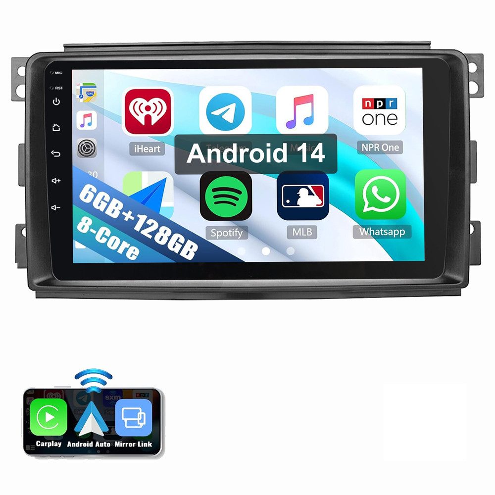 ESSGOO 6+128GB Für Mercedes Smart Fortwo 451 2005-2010 / 2011-2015 Autoradio (Digitalradio (DAB ...