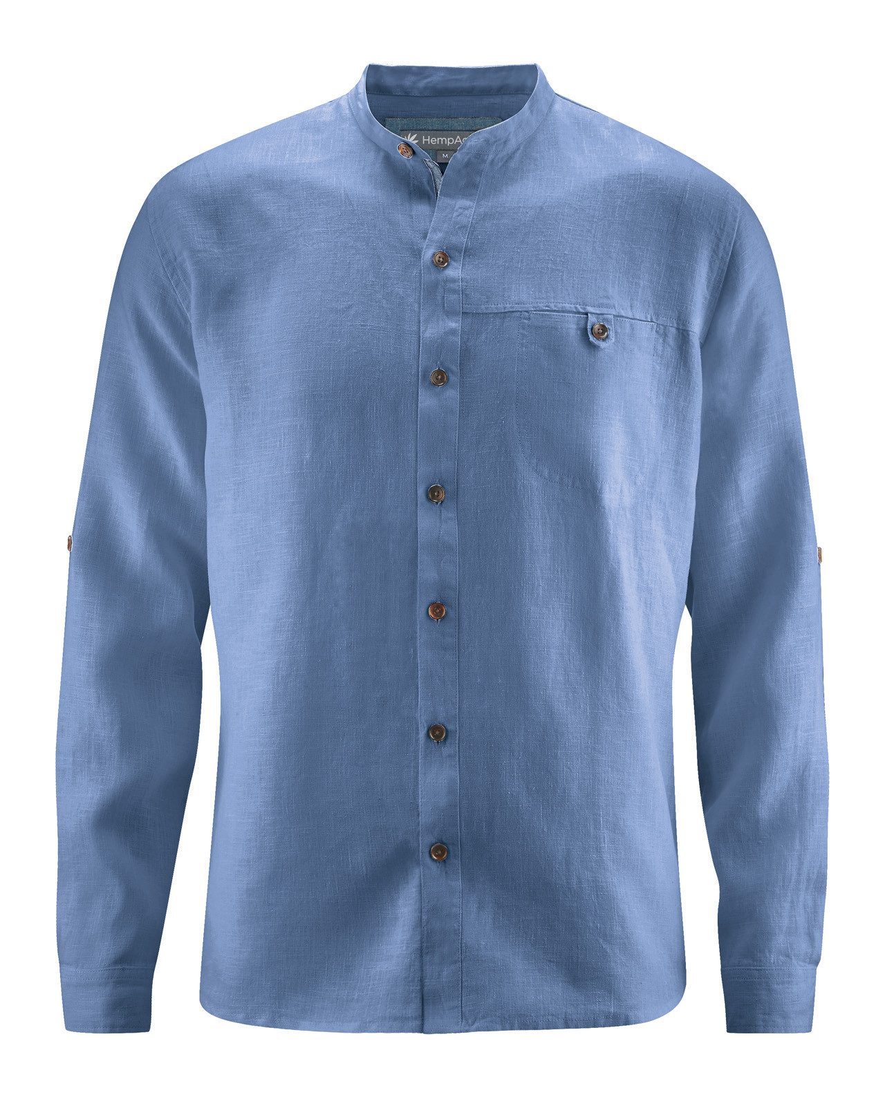 HempAge Langarmhemd Stehkragen-Freizeithemd aus 100% reinem Hanf ...