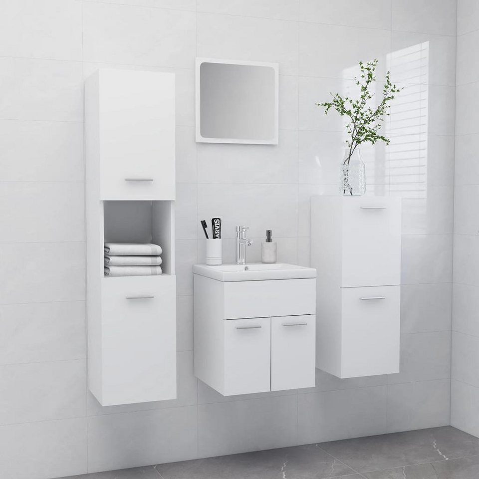 Vidaxl Badezimmer Set Badmöbel Set Weiß Holzwerkstoff 1 St Online