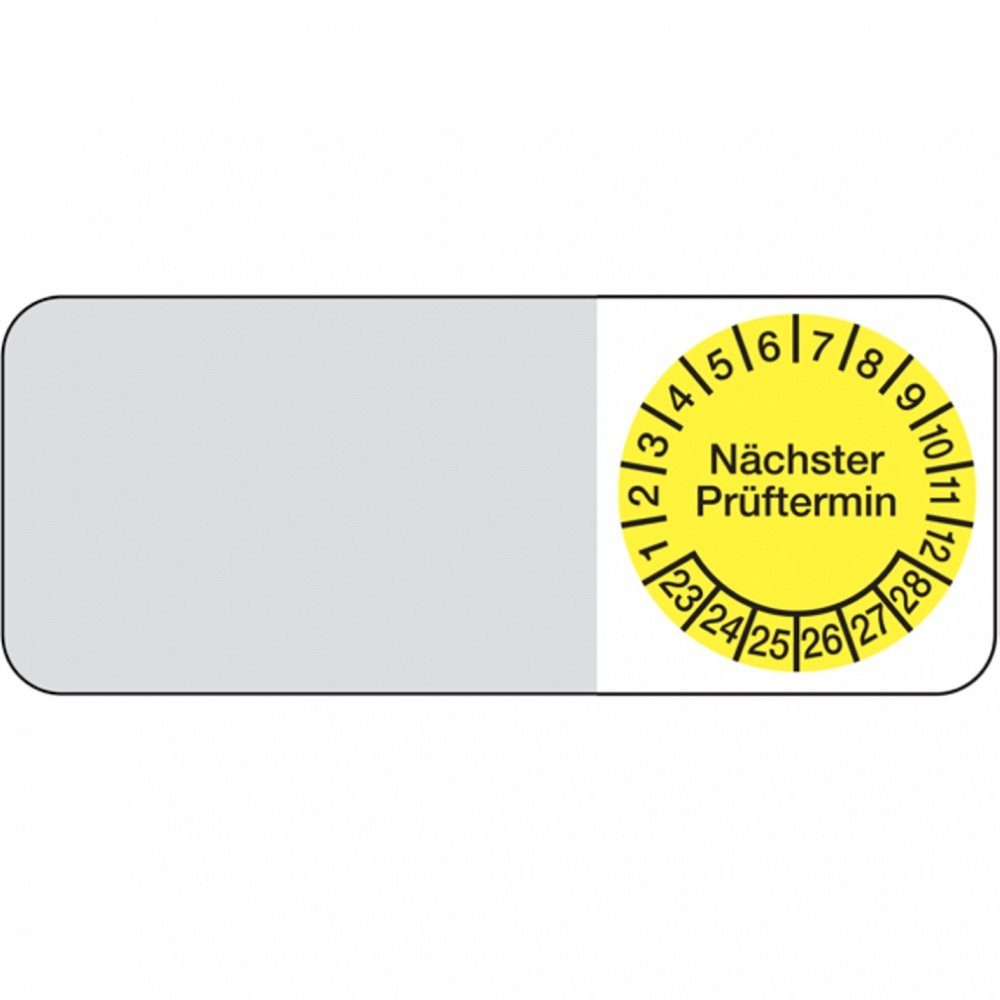 König Werbeanlagen Hinweisschild Kabelprüfplak., nächster Prüft., Gelb/Schwarz, Folie, 20x50mm ...