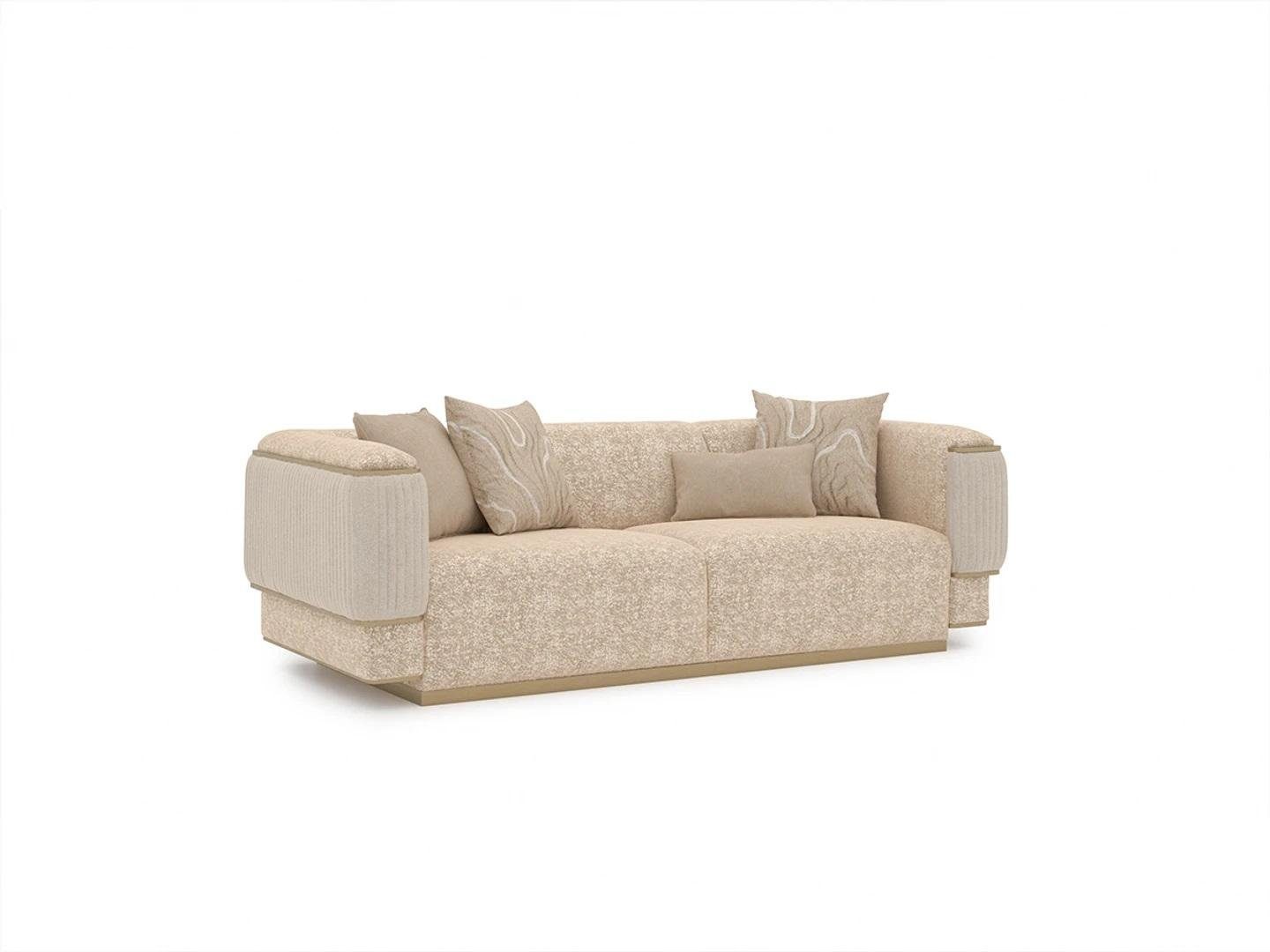Jvmoebel 3 Sitzer Dreisitzer Sofa Textil Wohnzimmer Beige Polstermöbel
