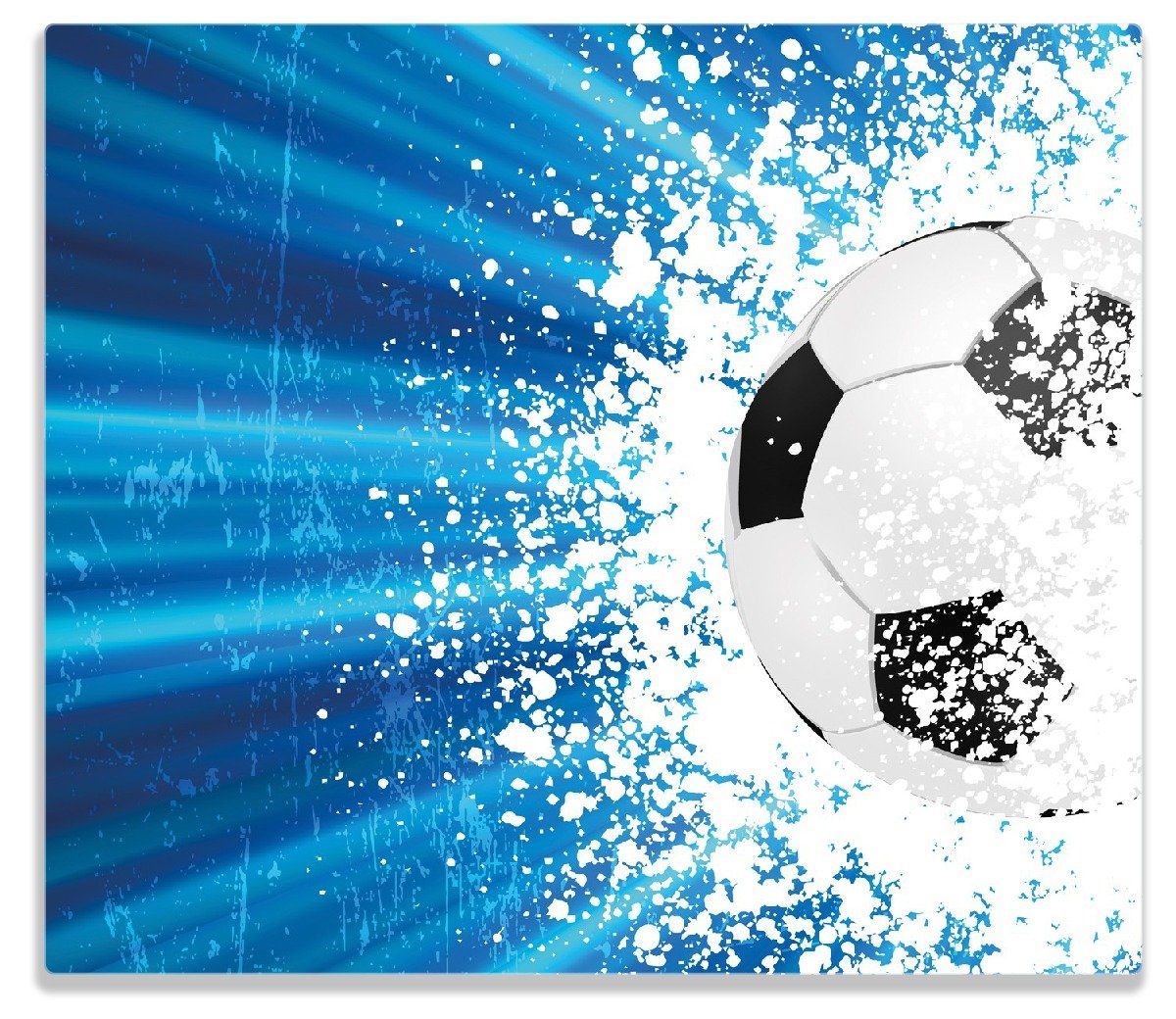 Wallario Herd Abdeckplatte Fußball Splashing Design In Blau Esg