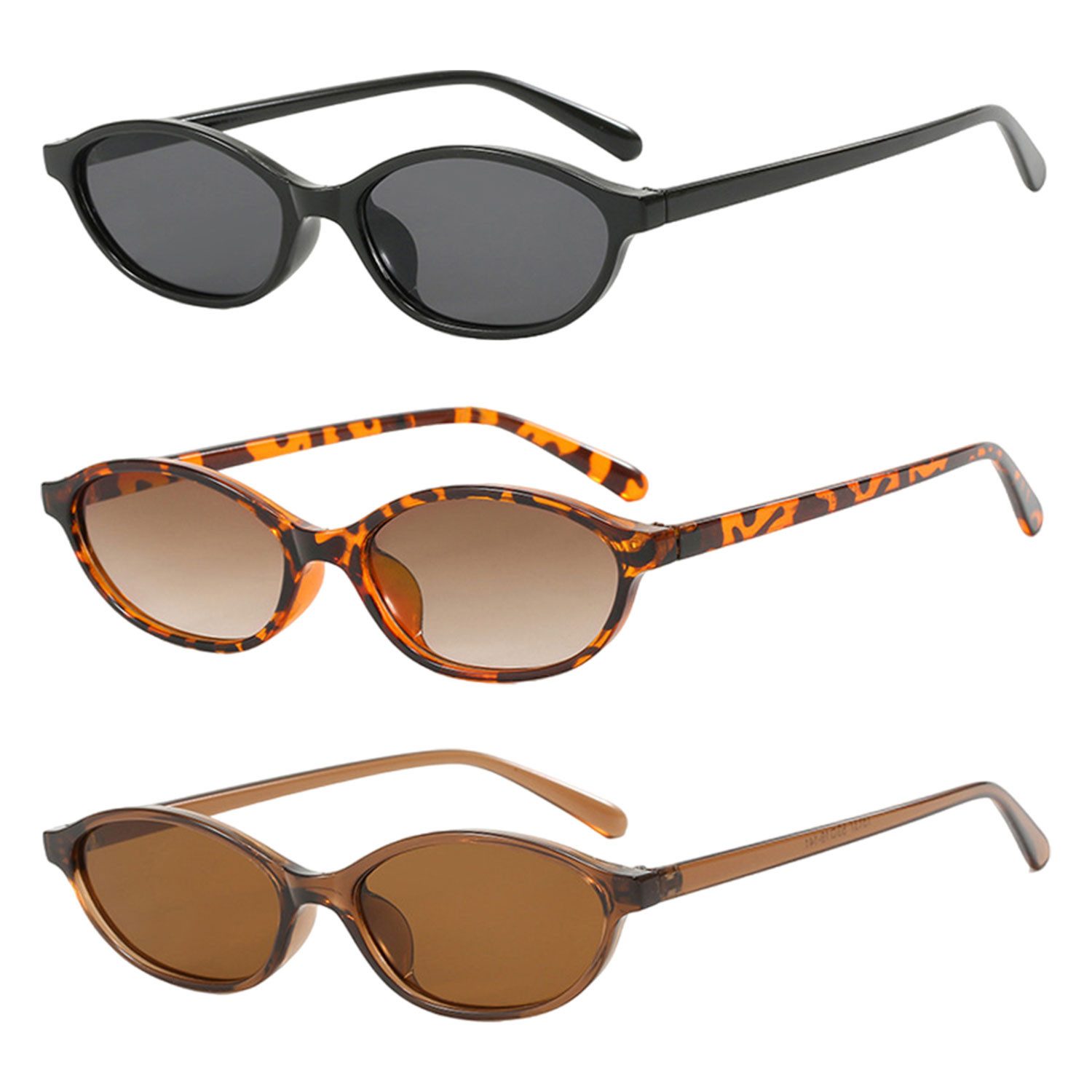 Refttenw Sonnenbrille UV400 UV-Schutz sonnenbrille damen,Retro Oval Sonnenbrillen,3 Stück