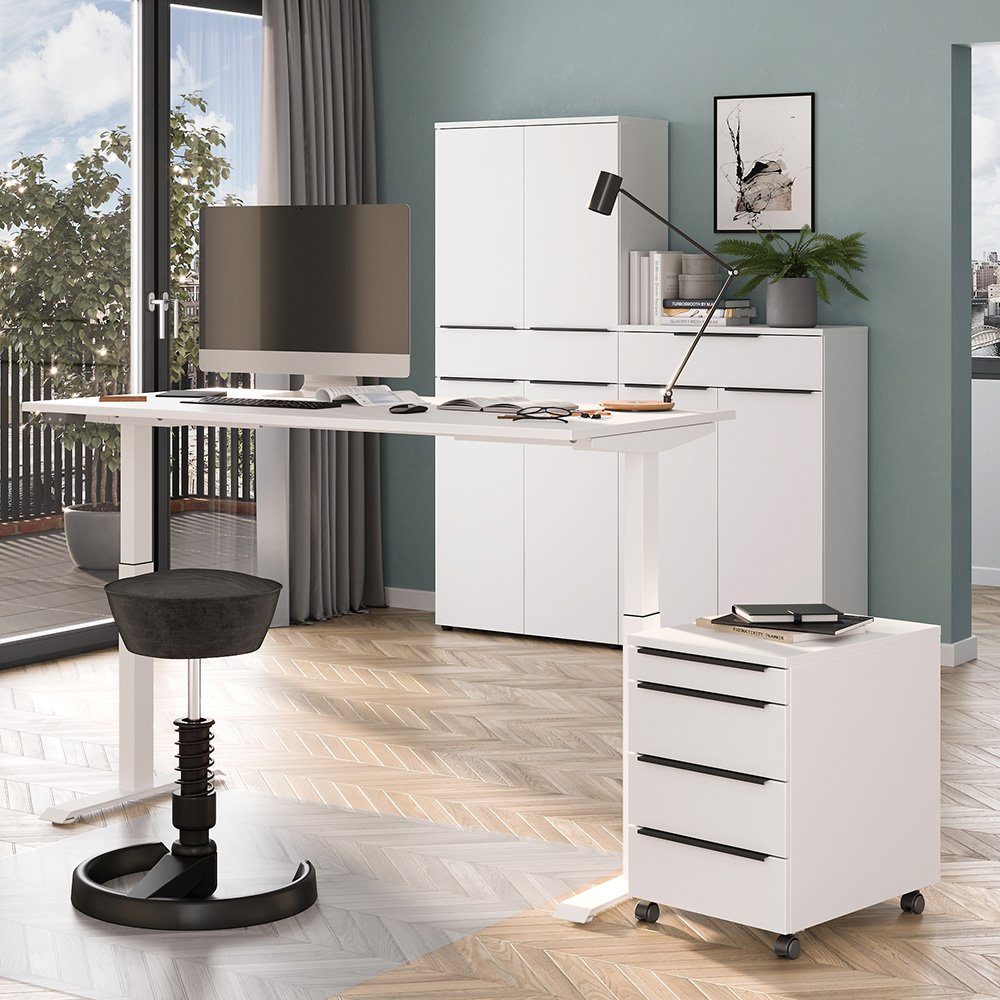 Lomadox Schreibtisch Memphis 01 Weiß Mit Schreibtisch 120x80cm