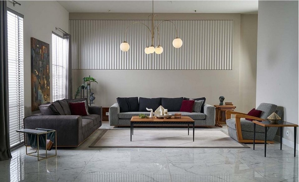 Jvmoebel Wohnzimmer Set Komplette Couchgarnitur Sofa Stoffsofa