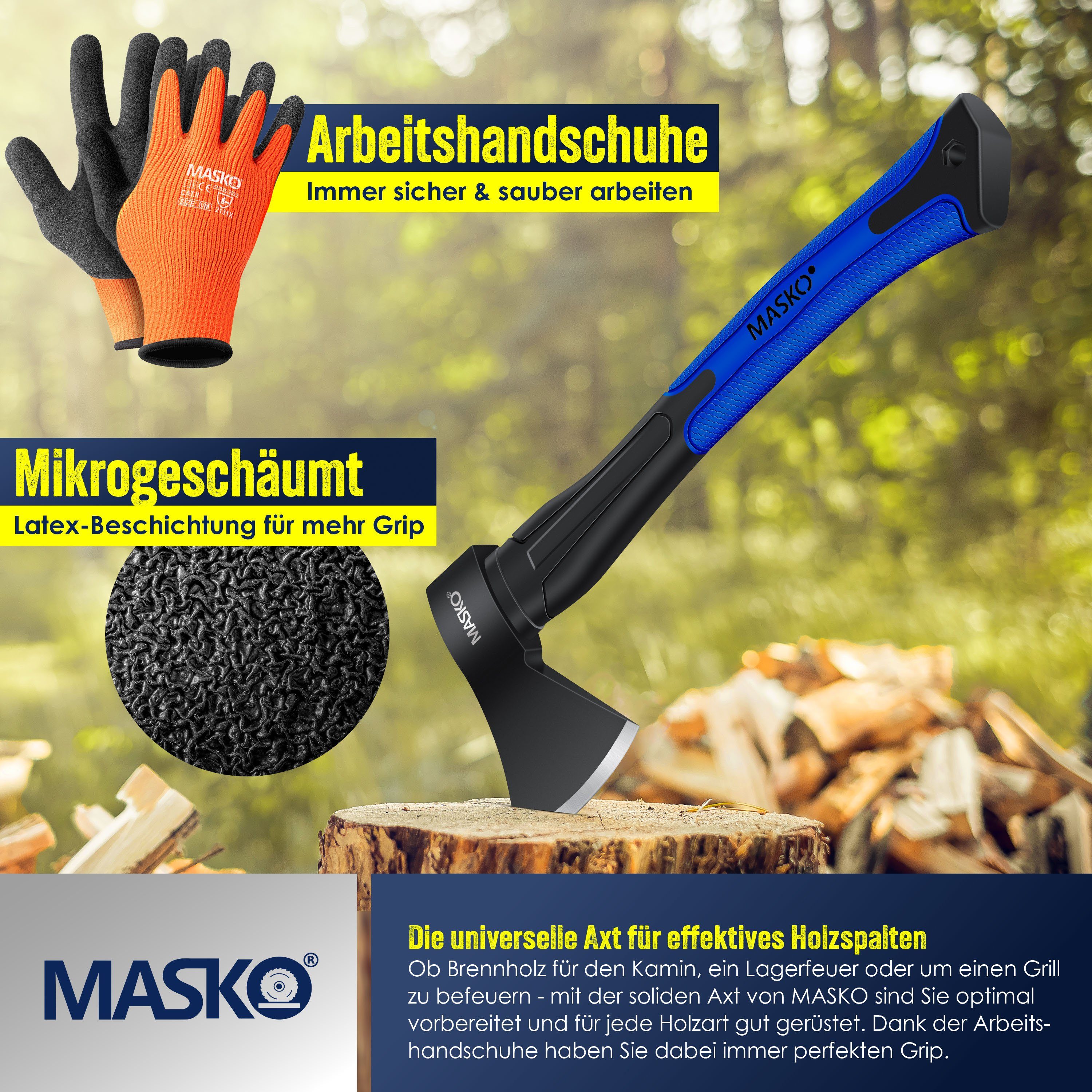 KESSER Spaltaxt, 800 g, Spaltaxt Spaltbeil Axt Beil Spalthammer ...