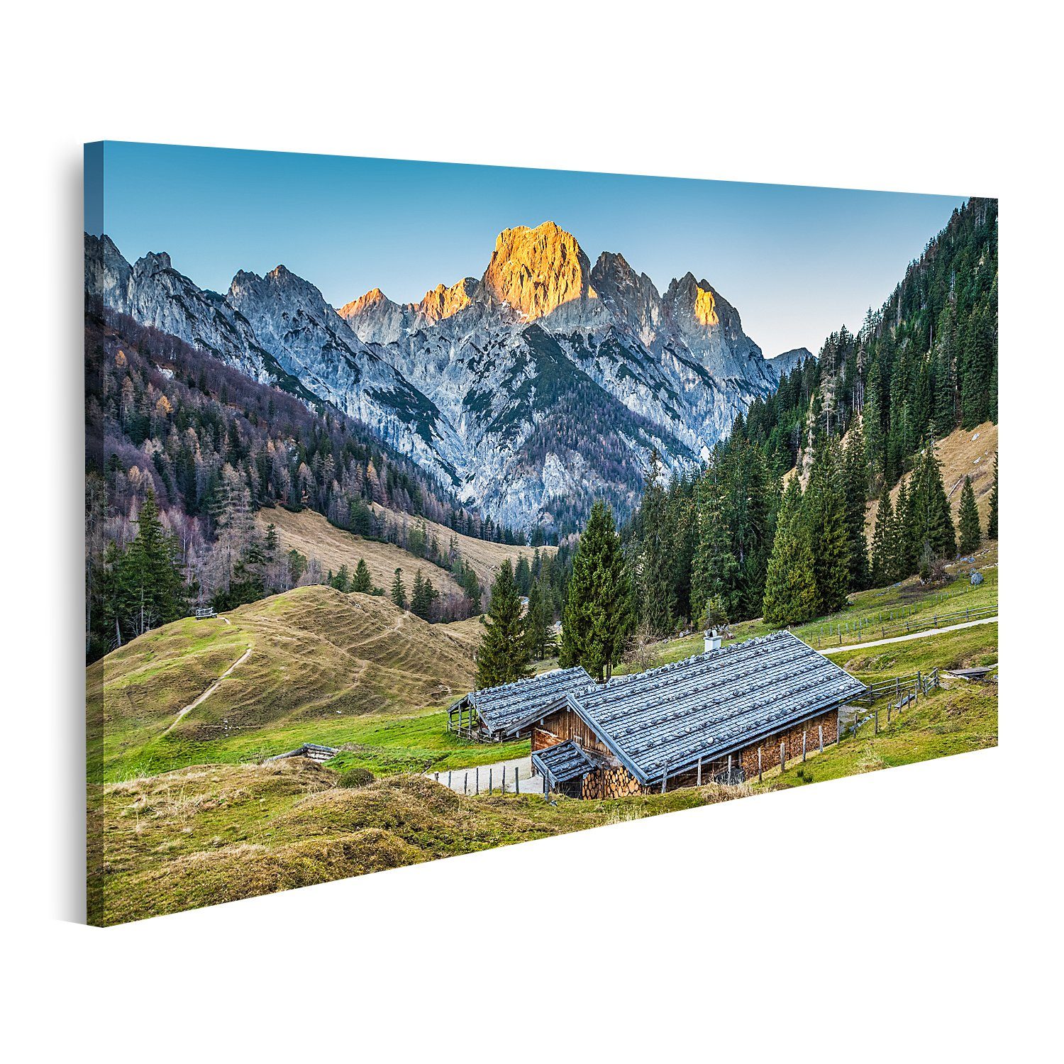islandburner Leinwandbild Bild auf Leinwand Schöne Landschaft in den Alpen mit traditionellen Be