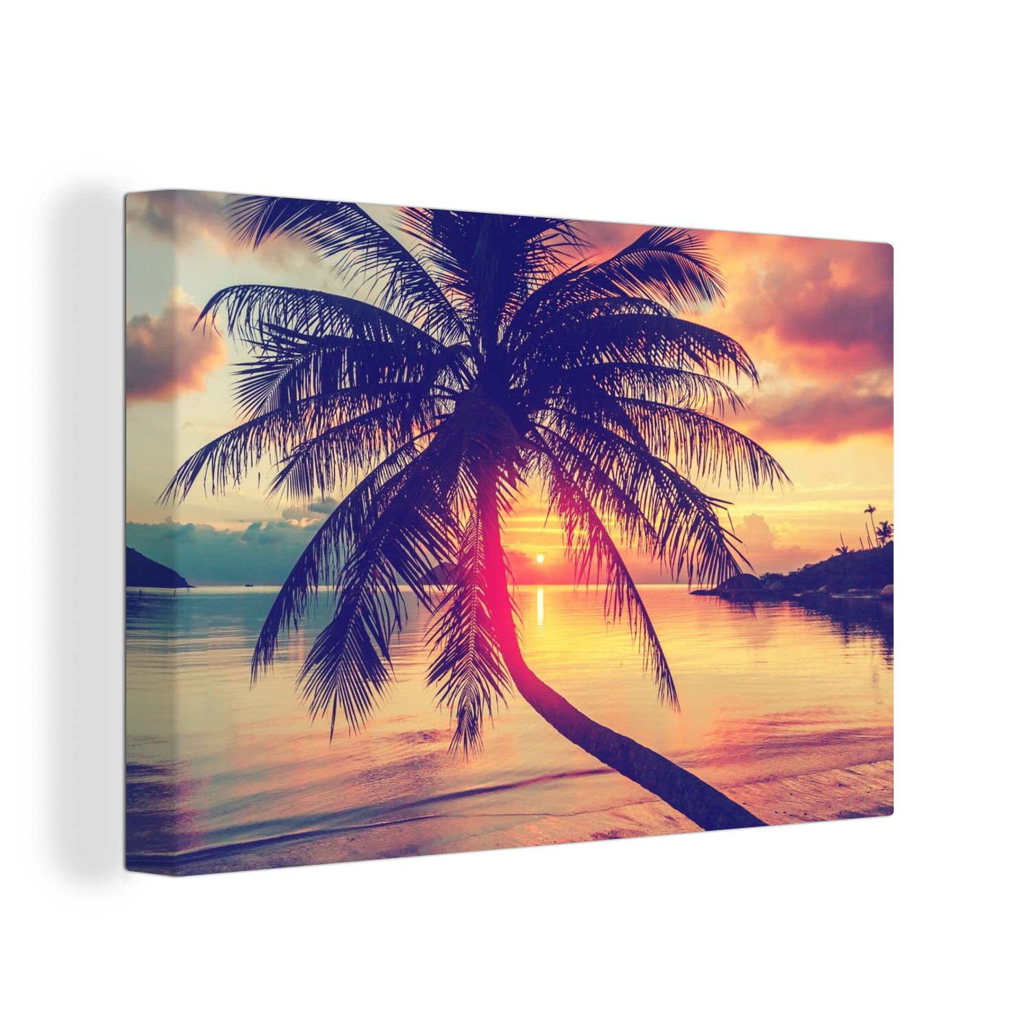 Onemillioncanvasses® Leinwandbild Palme Abend Strand Sommer 1