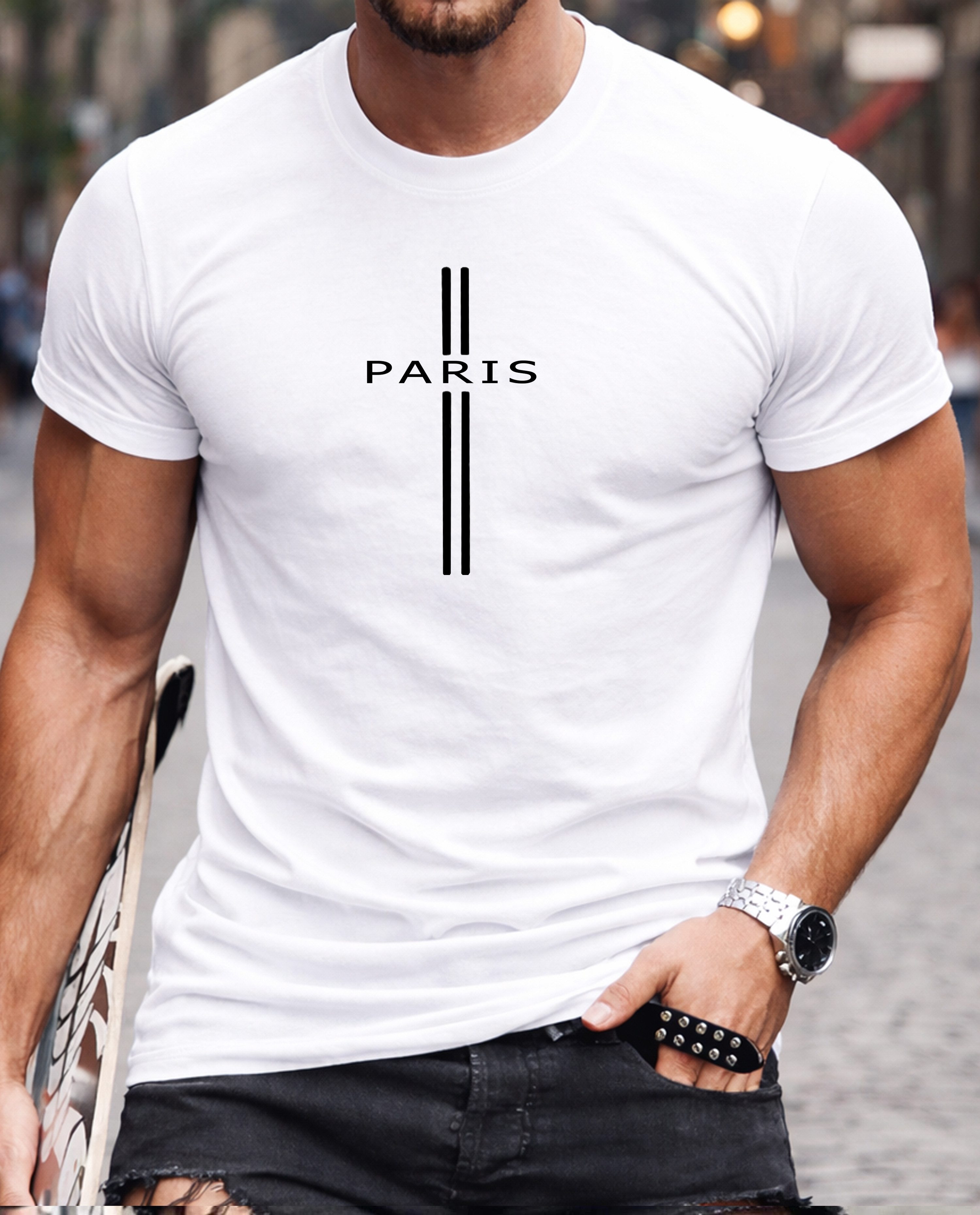 RMK T-Shirt Herren Shirt Rundhals Basic "PARIS France" aus Baumwolle
