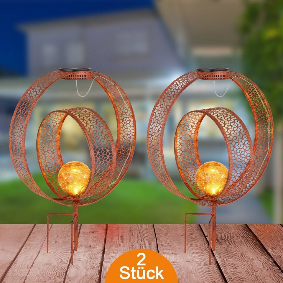 Bmf Versand Led Solarleuchte Solarleuchte Garten Ring 2er Set Muster