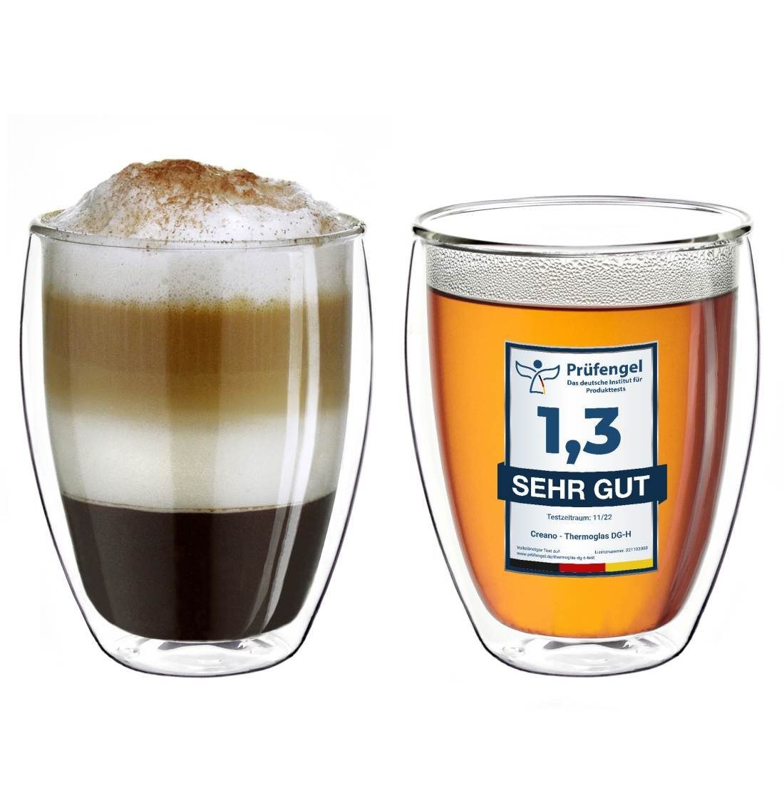 Creano Teeglas Thermoglas Doppelwandig Hoch 250ml 2er Set Glas 2x