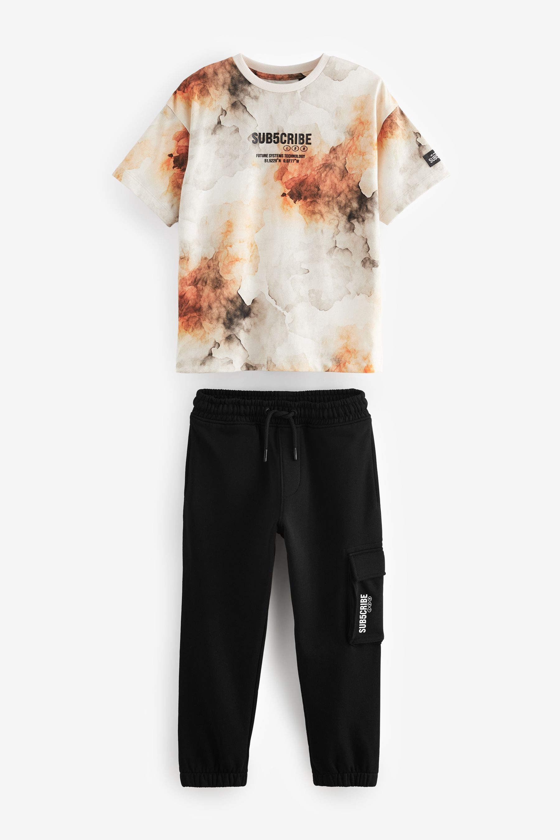 Next Shirt And Hose Kurzärmeliges T Shirt Und Cargo Jogginghose Im Set 2