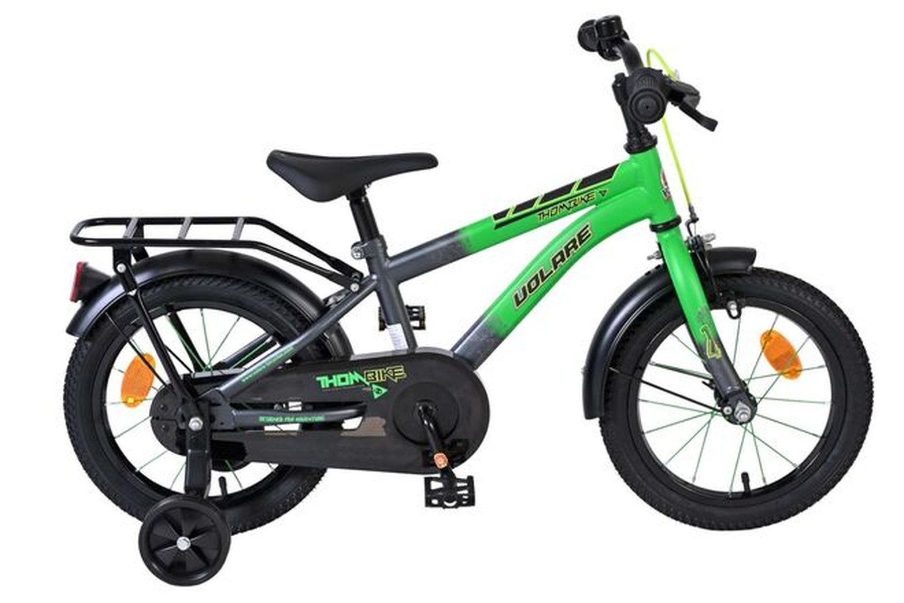Volare Kinderfahrrad Thombike Jungen-14 Zoll Blau/Gelb mit Stützrädern ...