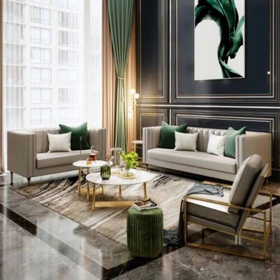 Jvmoebel Wohnzimmer Set Sofa Polster Sitz Couch Garnitur Leder Sofas