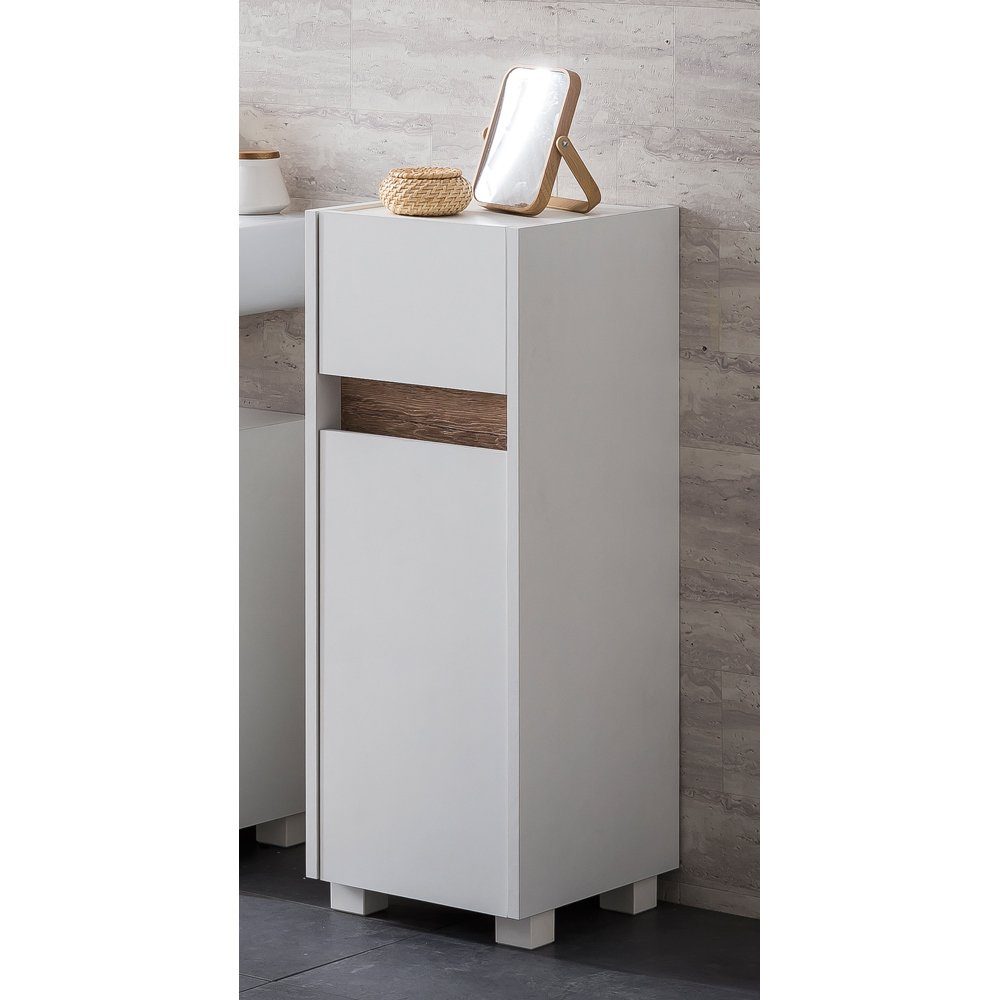 Lomadox Hochschrank Corato Weiß Mit Blende In Wildeiche Nb 30284833 Cm