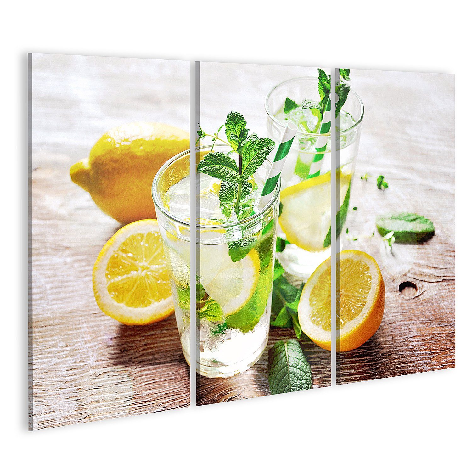 islandburner Leinwandbild »Bild auf Leinwand Iced Mint Tea Mit Zitronen Und Eiswürfeln Wandbild ...