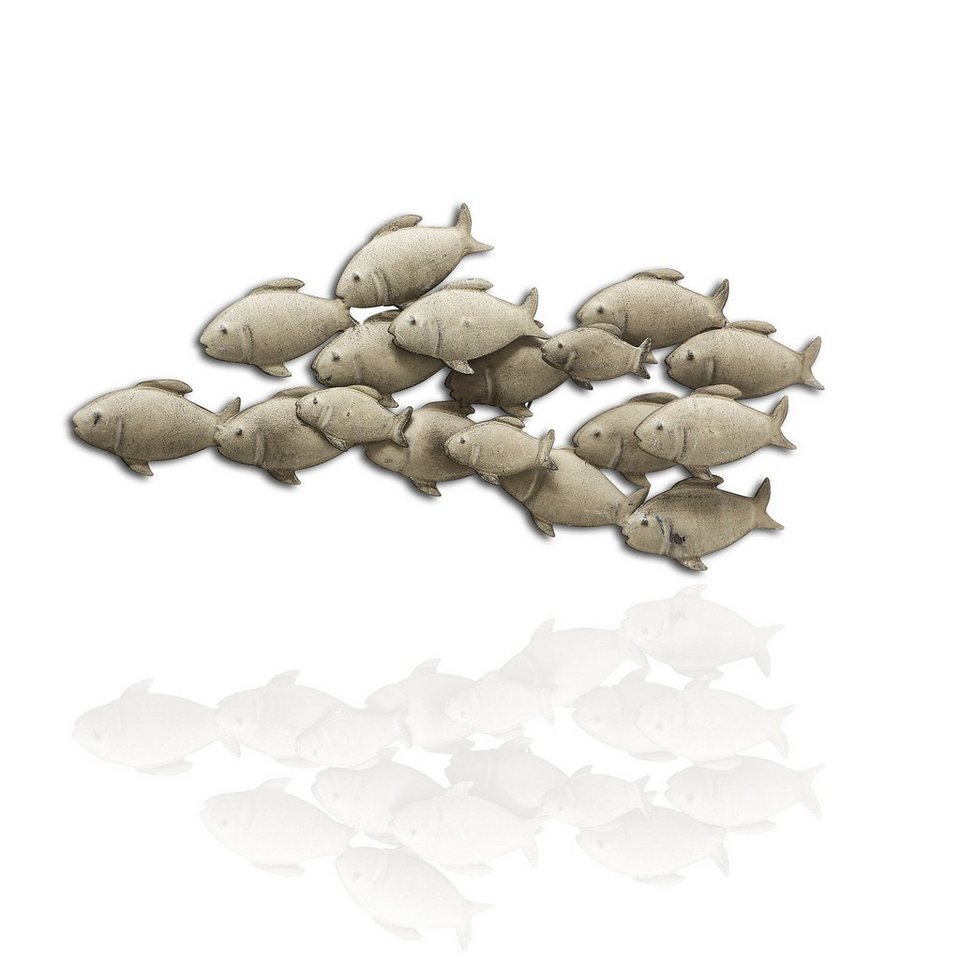Bigdean Wanddekoobjekt Metall Fischschwarm Maritime Wanddeko 62x28cm