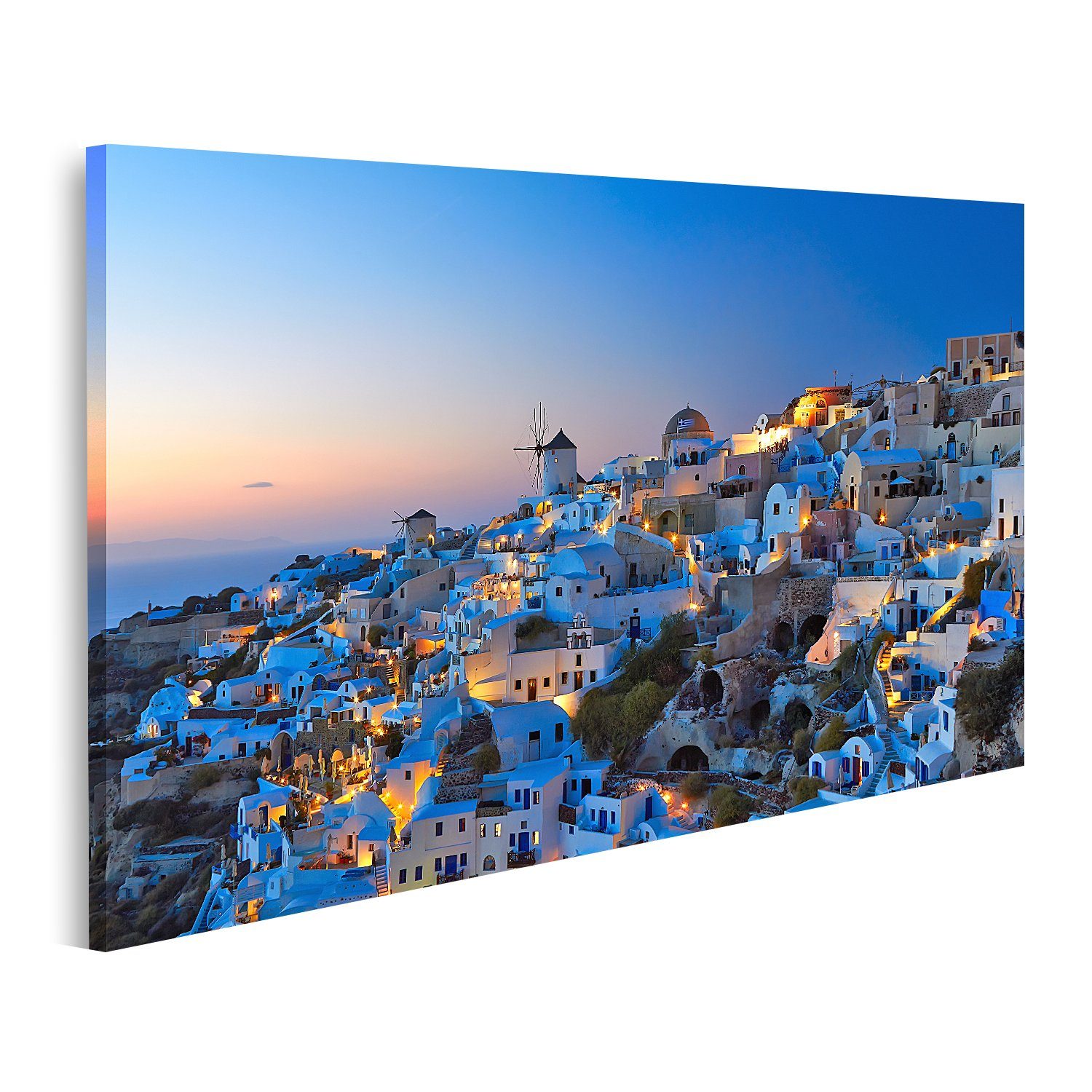 islandburner Leinwandbild Bild auf Leinwand Santorini Oia Abend Dorf Insel Griechenland Wandbil