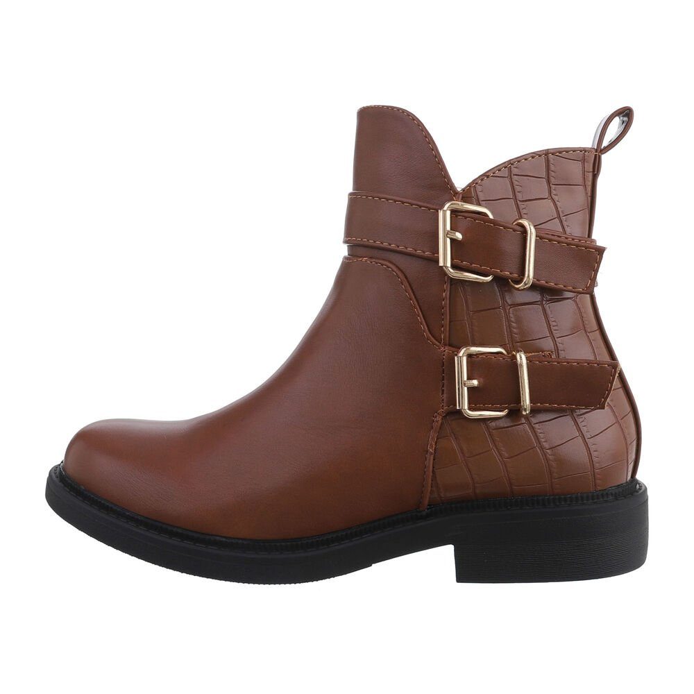 Ital Design Damen Elegant Stiefelette Blockabsatz Flache Stiefeletten