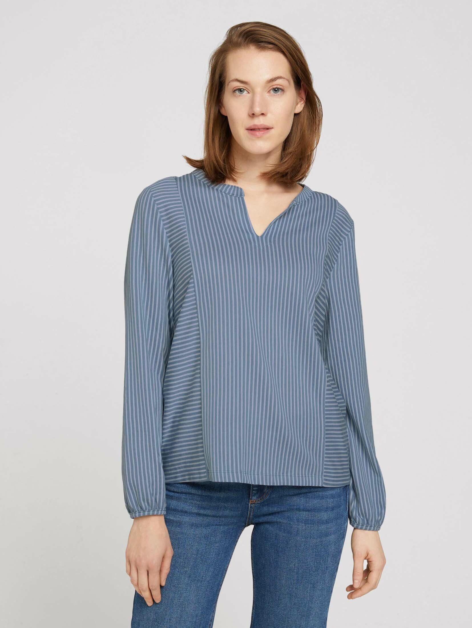 Tom Tailor T Shirt Gestreifte Bluse Mit Teilungsnähten
