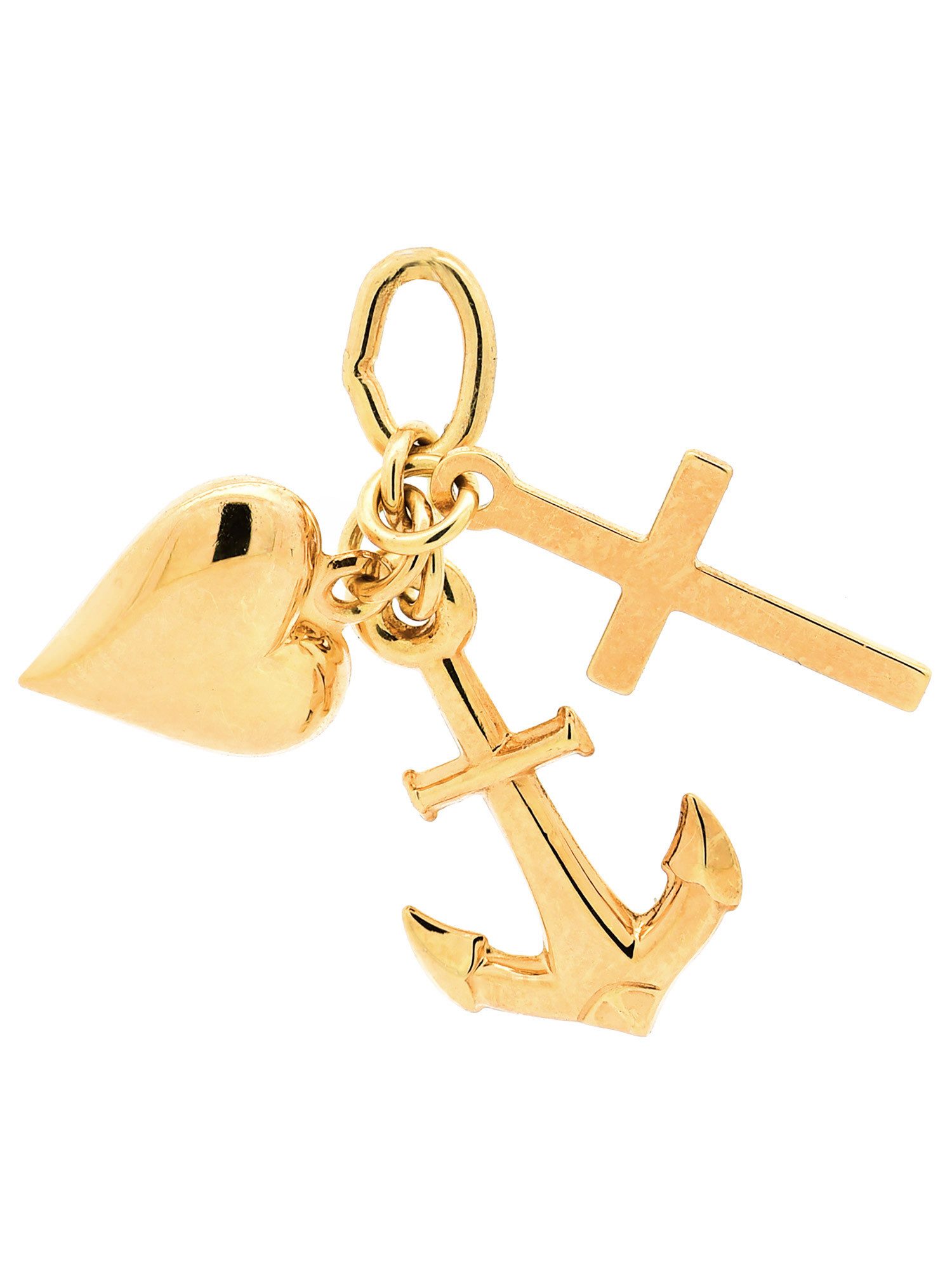 HOPLO Kettenanhänger Gold Anhänger Glaube-Liebe-Hoffnung massiv 585 - 14 Karat Gold, Made in Germany