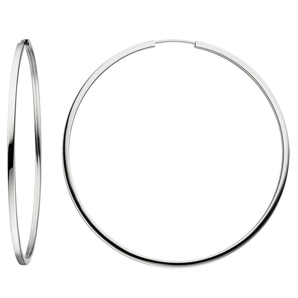 Schmuck Krone Paar Creolen Paar Creolen 64,5mm rund, 925 Silber ... Schmuck Krone Paar Creolen Paar Creolen 64,5mm rund, 925 Silber ...