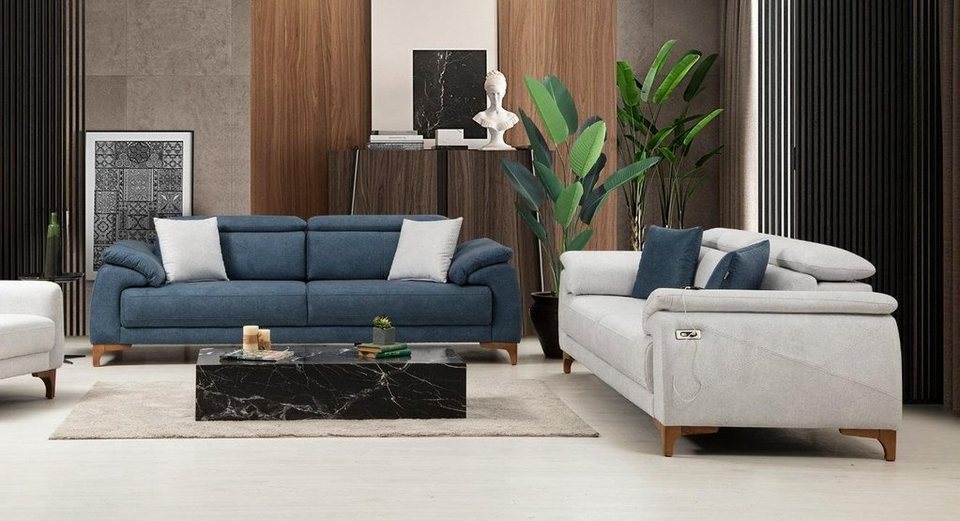 Jvmoebel Sofa Modern Set Sofas Couch Sofagarnitur Komplett Textil Möbel