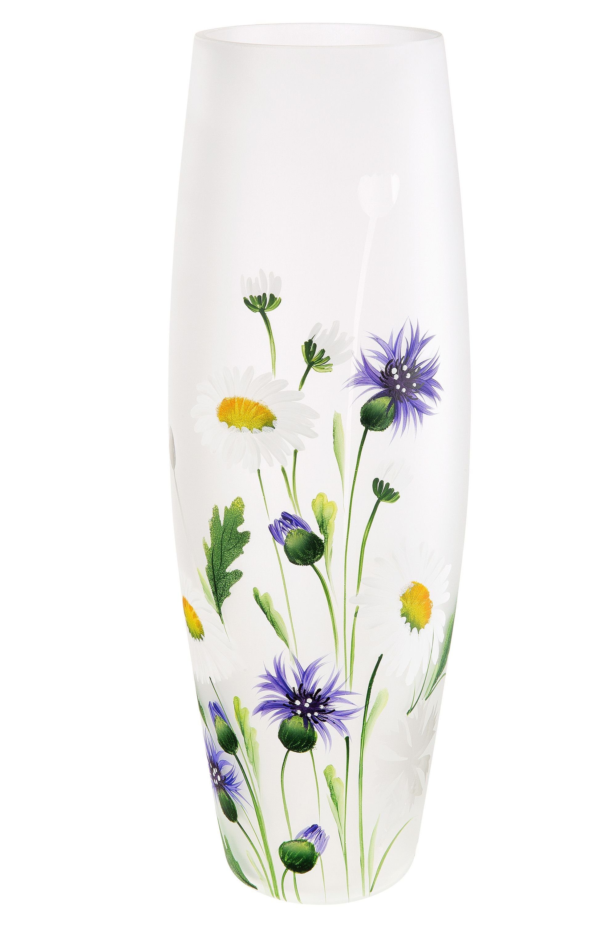 Gilde Dekovase Gilde Vase Wildblumen Blau Weiß H 50cm X D 15cm
