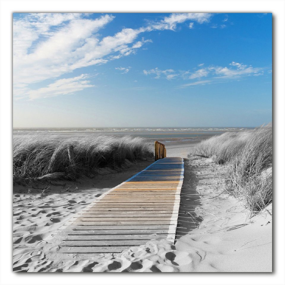 Wallario Möbelfolie Auf Dem Holzweg Zum Strand In Schwarz Weiß Optik