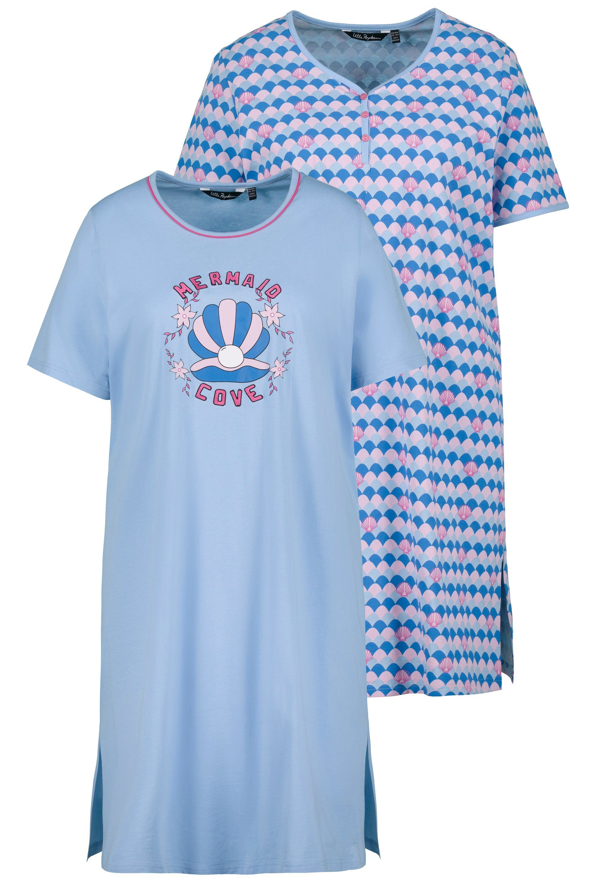 Ulla Popken Bigshirt Bigshirts 2er Pack Meerjungfrau Rundhals Halbarm