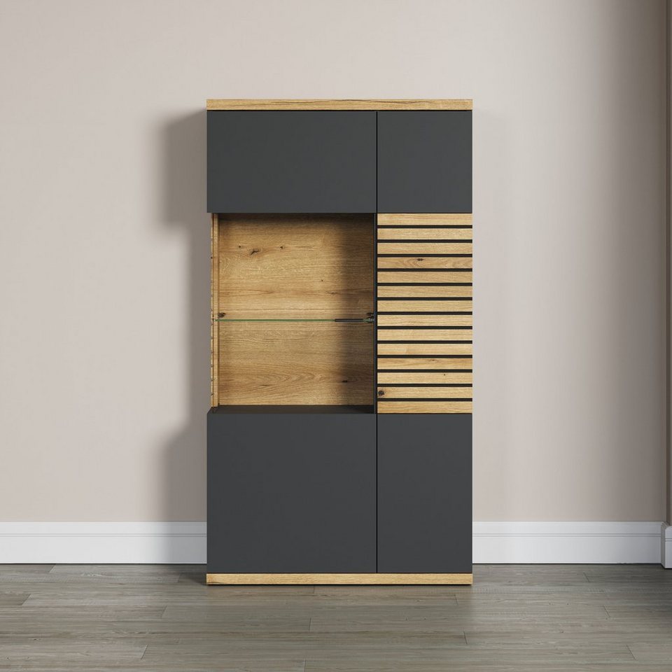 Inosign Highboard Galway Vitrine In Angesagter Rillenoptik Mit Viel